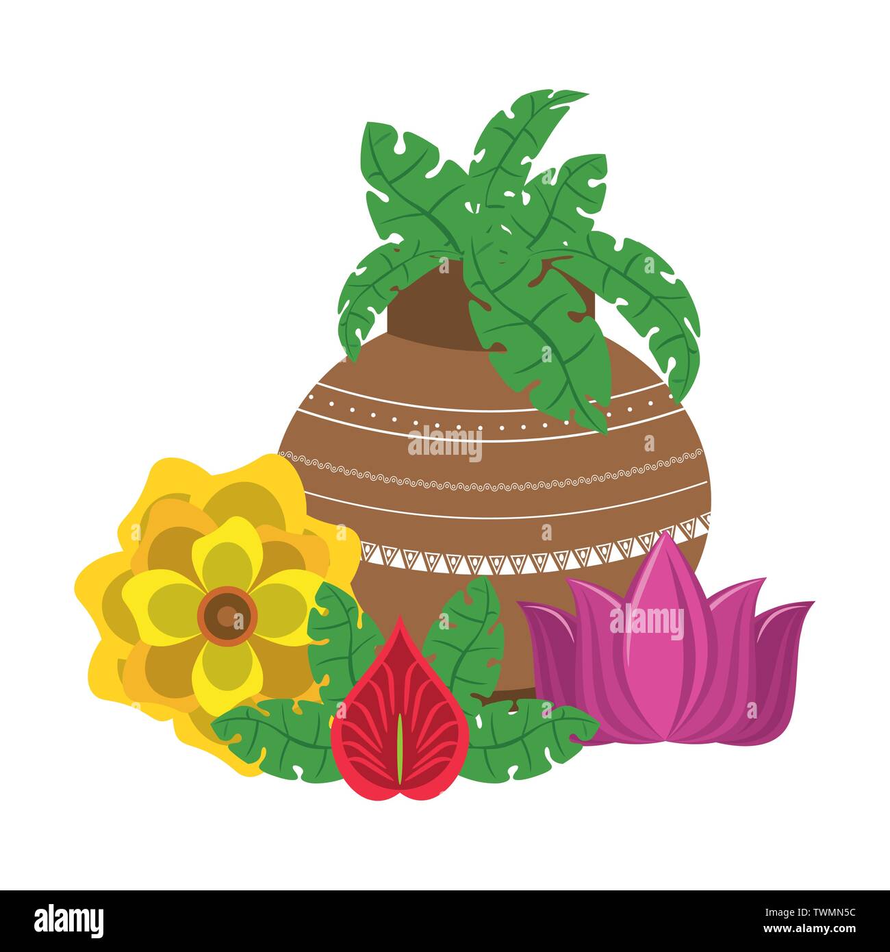 Flowers blooming in pots Stock Vector Images - Alamy