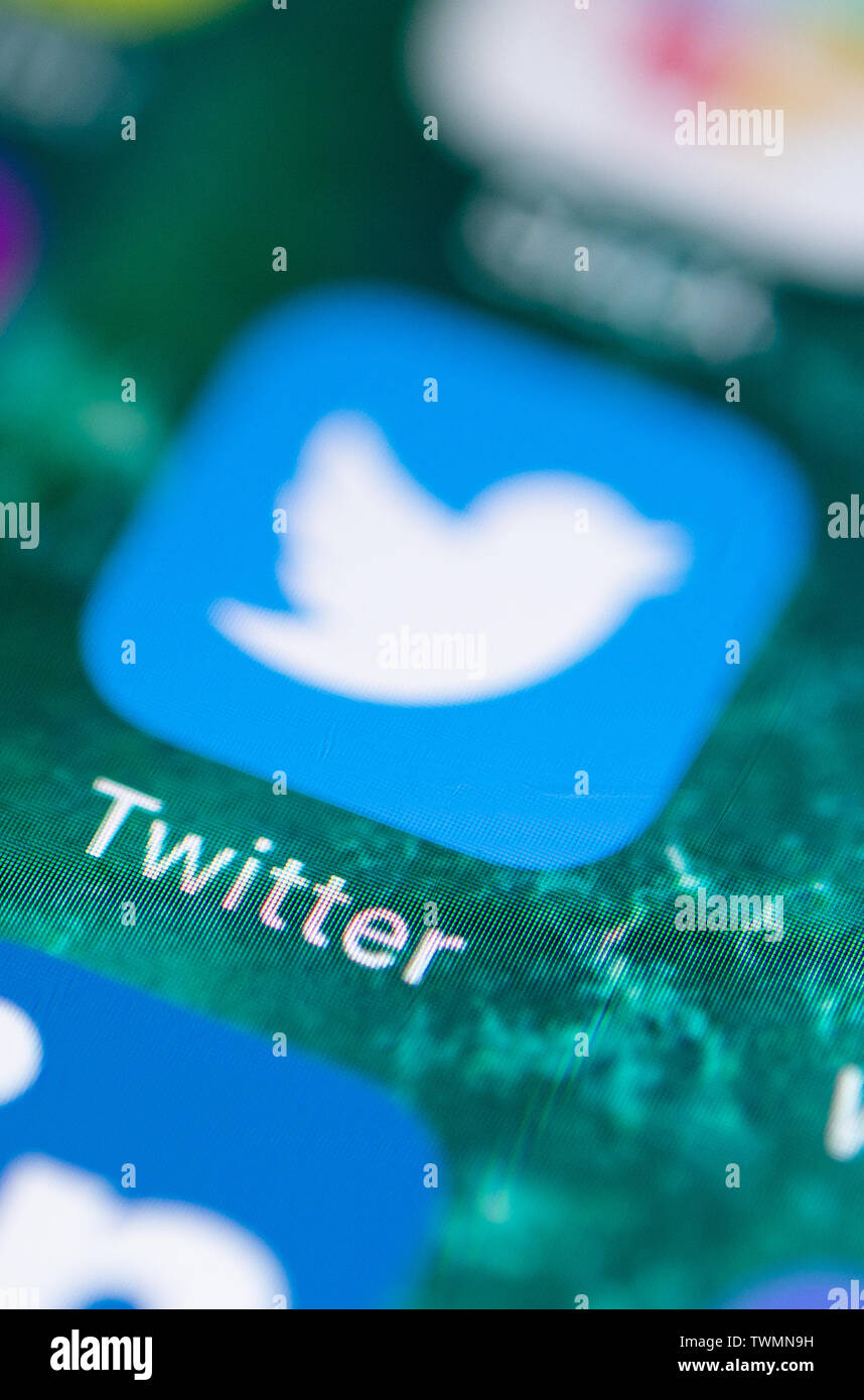 Stuttgart, Germany. 21st June, 2019. The Twitter app is displayed on ...