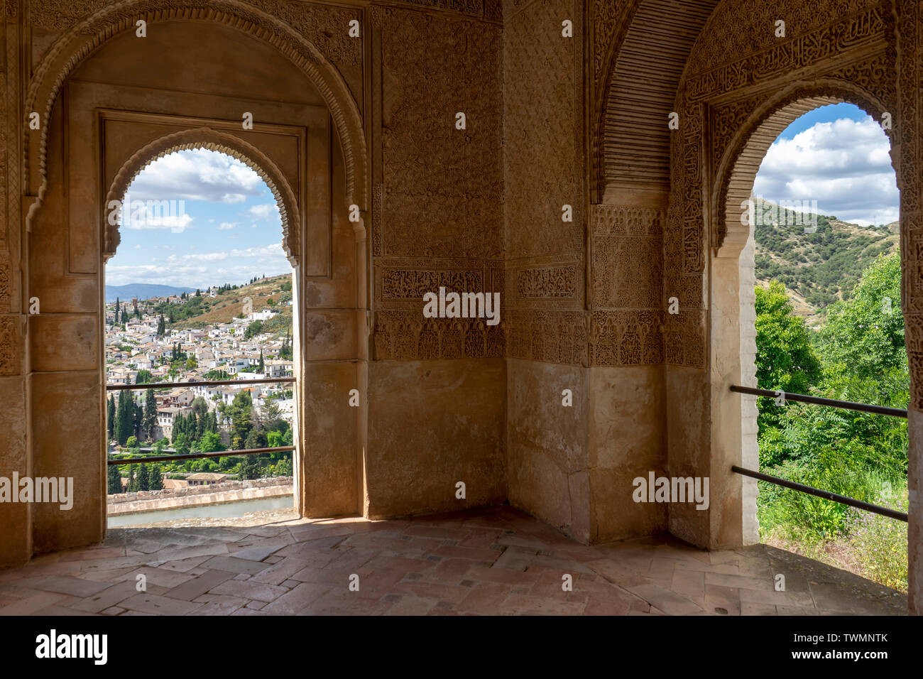 interior rooms of the palaces of the Alhambra of Granada Stock Photo ...