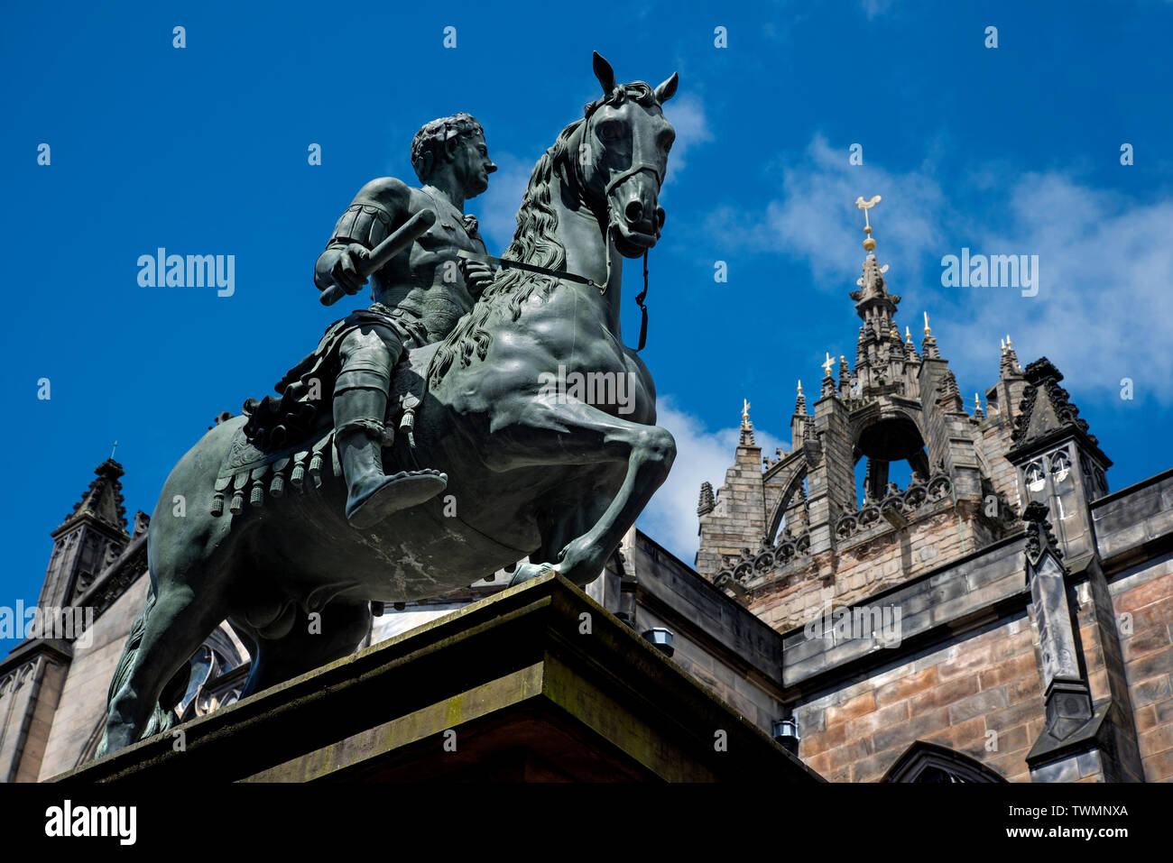 The equestrian statue of Charles II dressed as a Roman Emperor in ...
