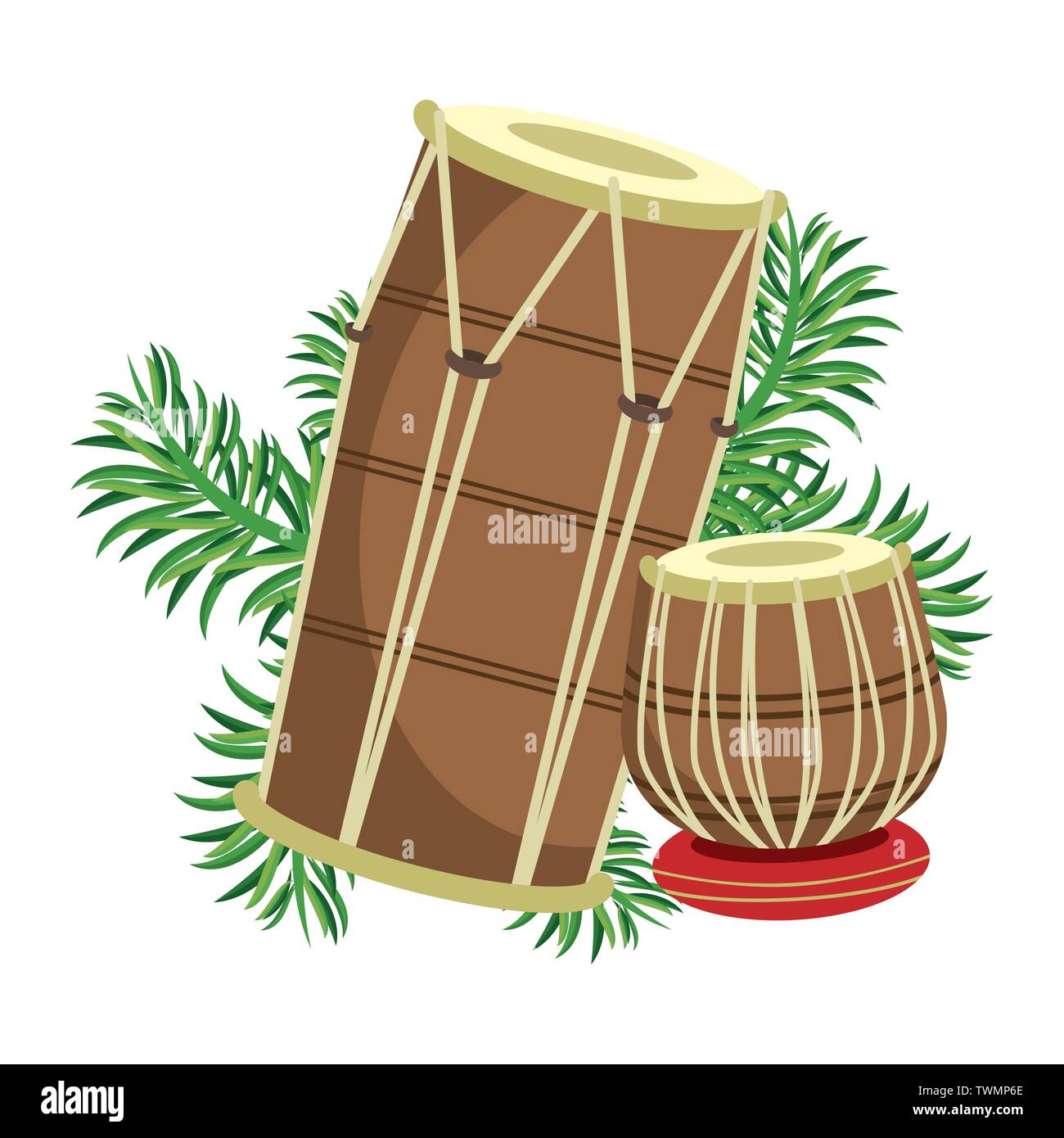 Indian table drums with leaves Stock Vector Image & Art - Alamy
