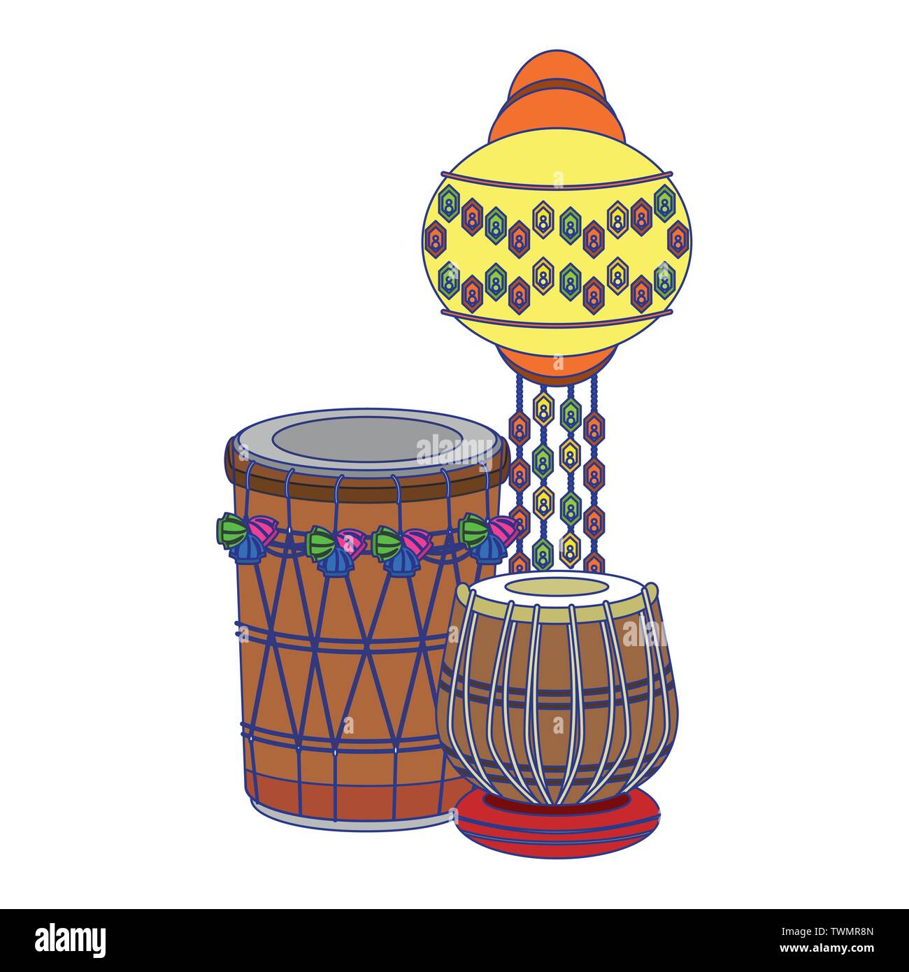 Indian tabla drums and paper light blue lines Stock Vector Image & Art ...