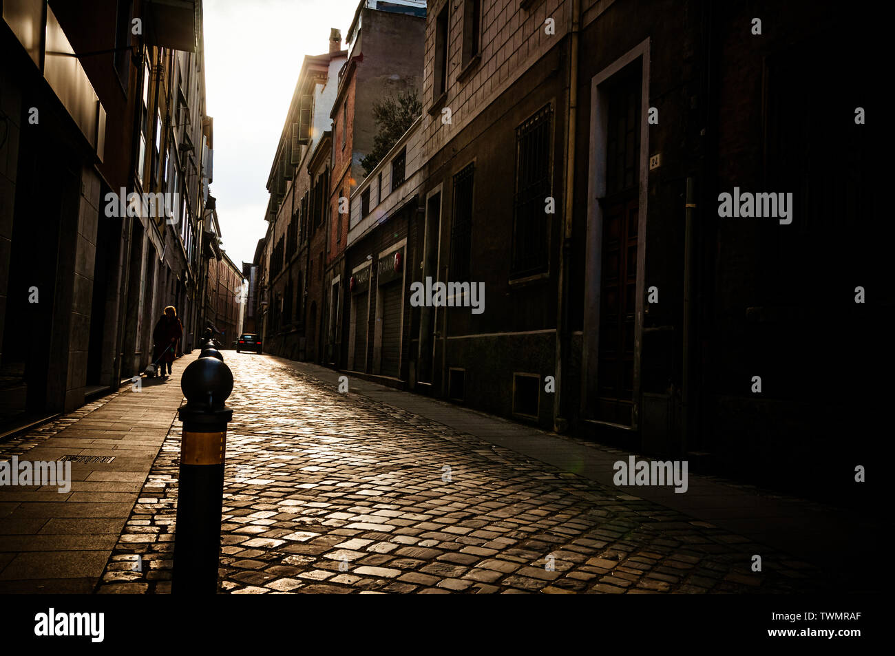 Rimini city early morning street scene Stock Photo - Alamy