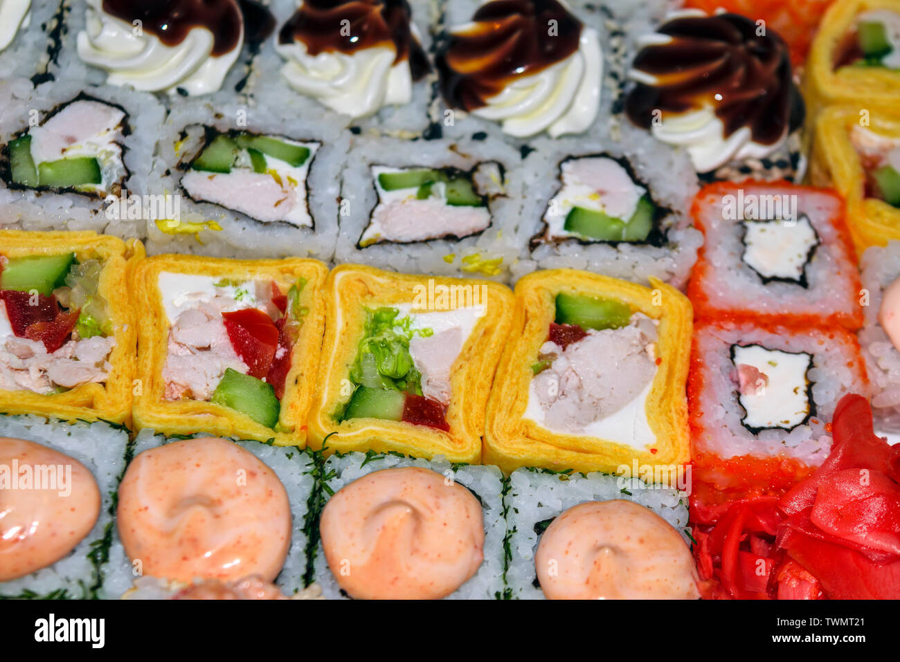 Big set of different rolls. Many rolls, a big set close-up Stock Photo ...