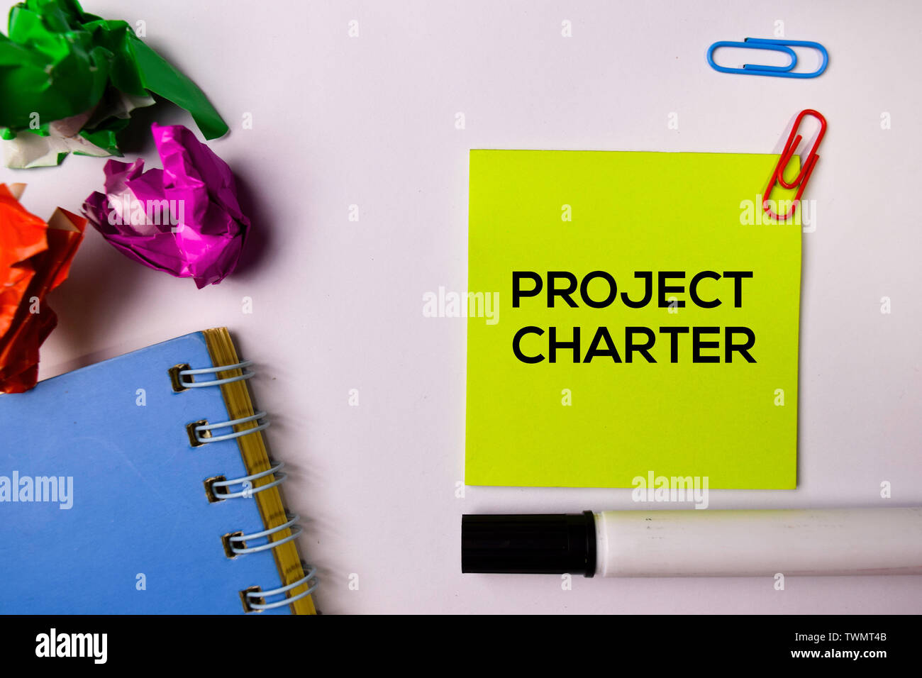 Project Charter on sticky notes isolated on white background Stock ...