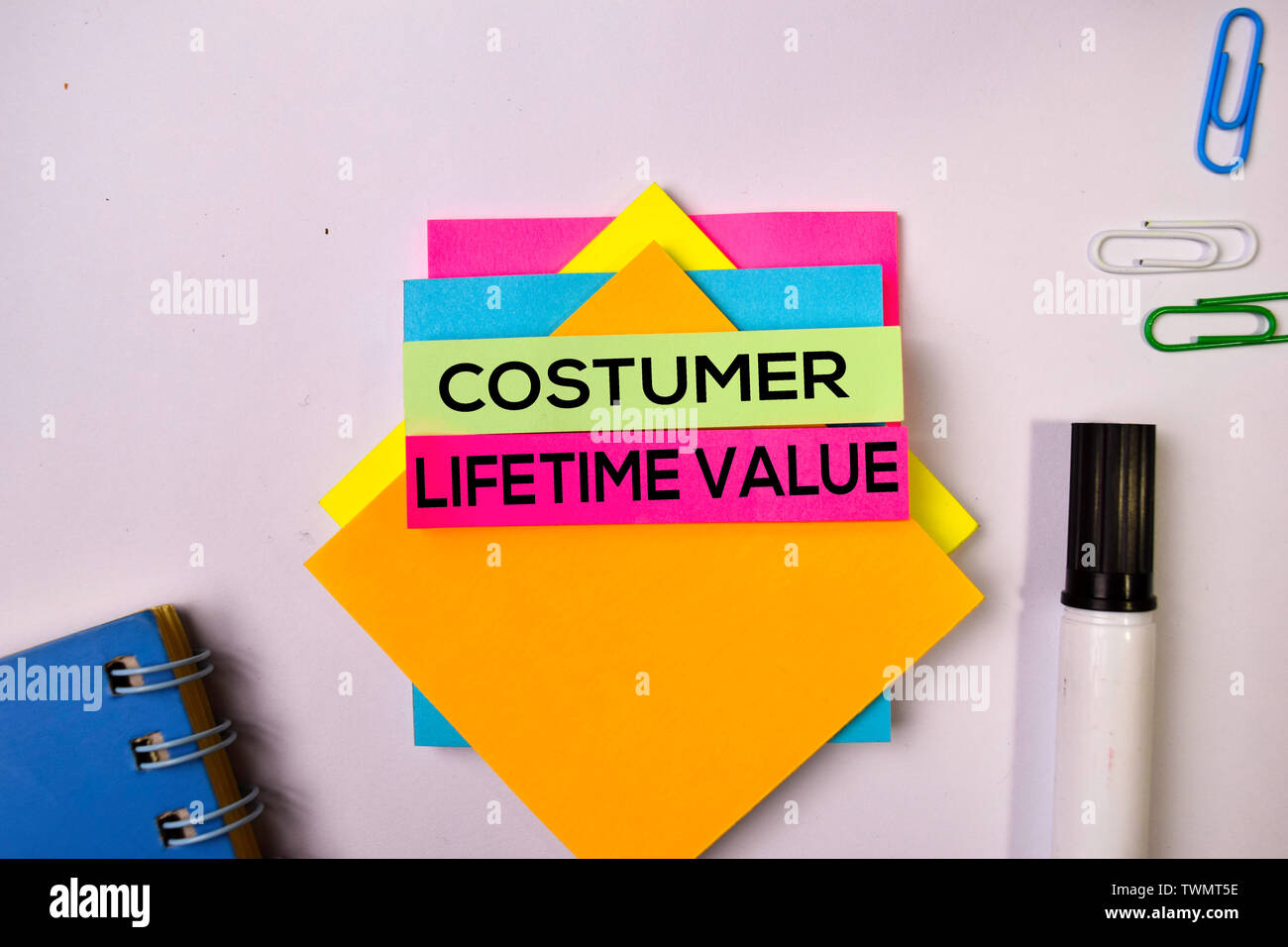 Costumer Lifetime Value on sticky notes isolated on white background ...