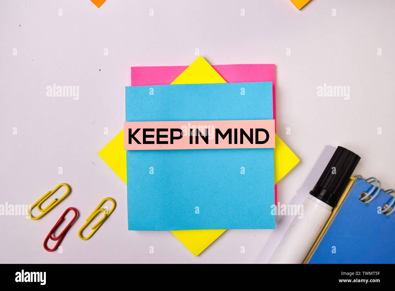 Keep in Mind on sticky notes isolated on white background Stock Photo ...