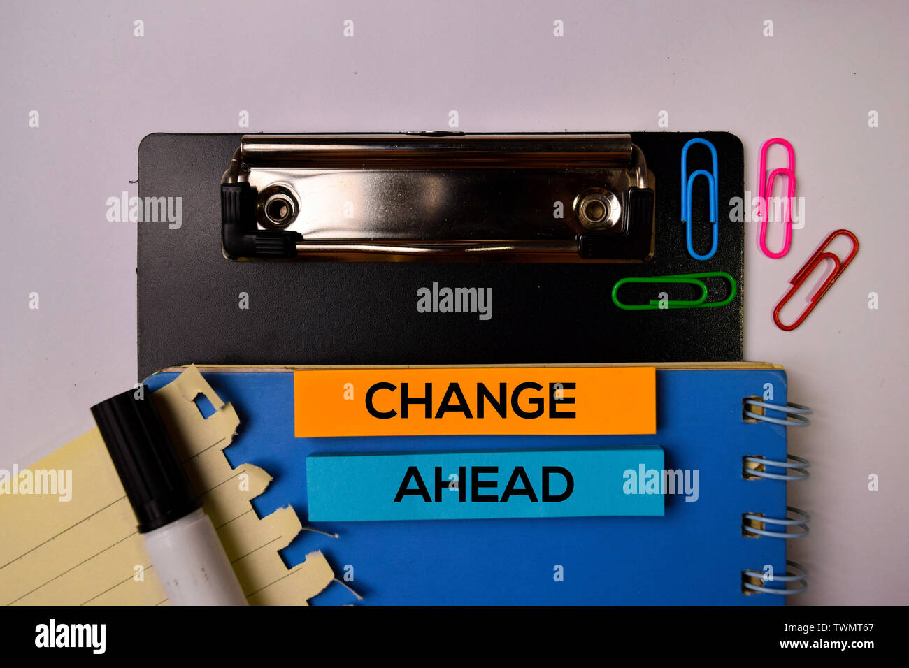 Change Ahead on sticky notes isolated on white background Stock Photo ...