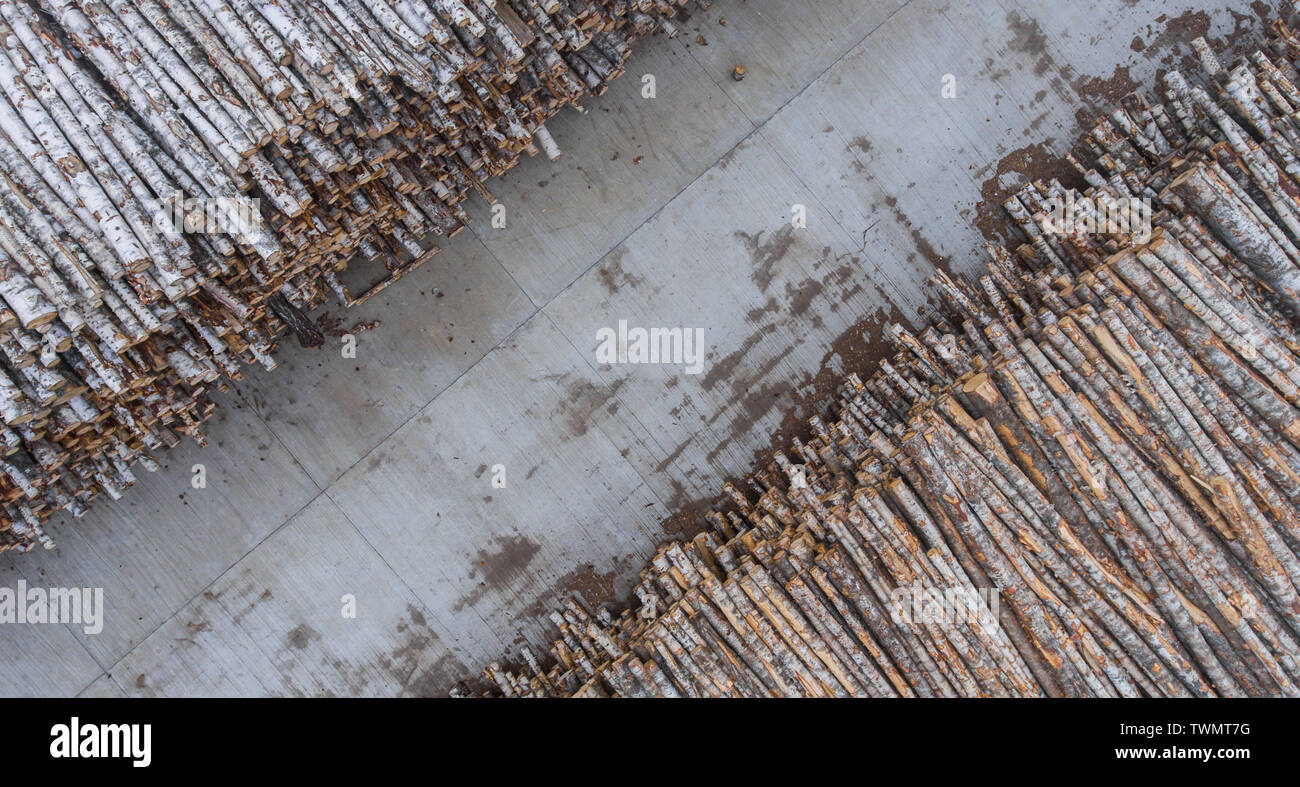Airal view of the outdoor logging warehouse Stock Photo - Alamy