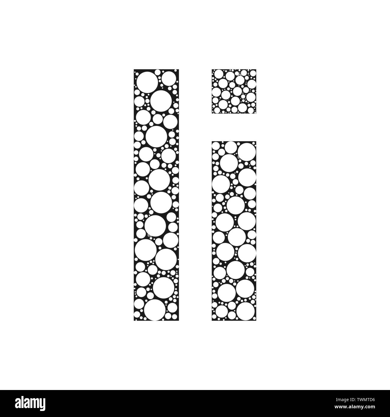The letter of the alphabet in black and white circles. Vector font ...