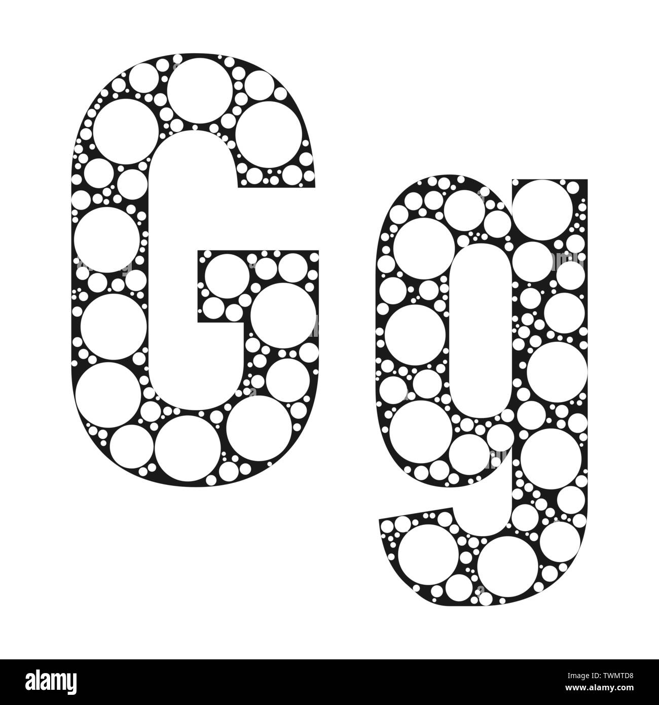 The letter of the alphabet in black and white circles. Vector font ...