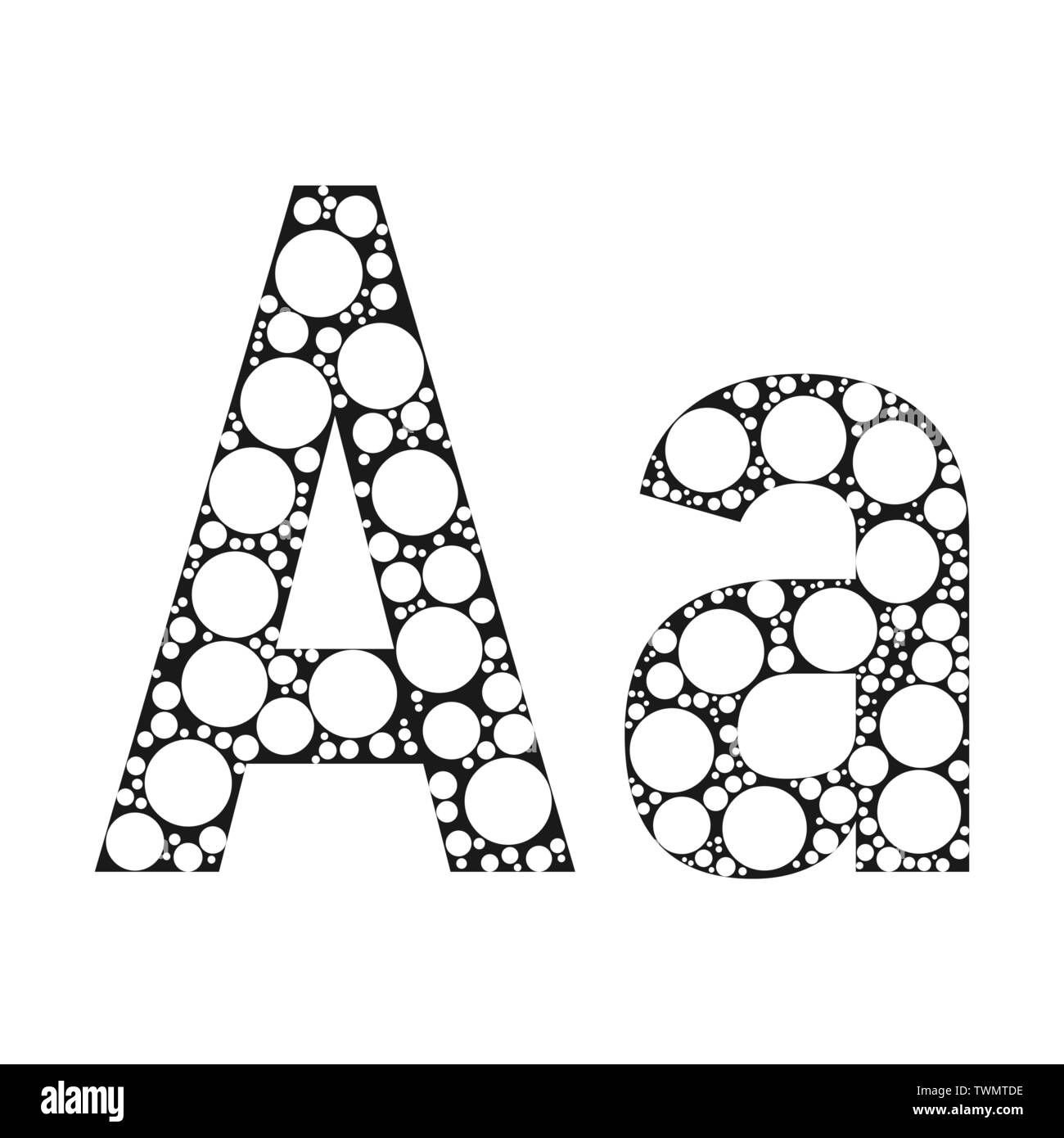 The letter of the alphabet in black and white circles. Vector font ...