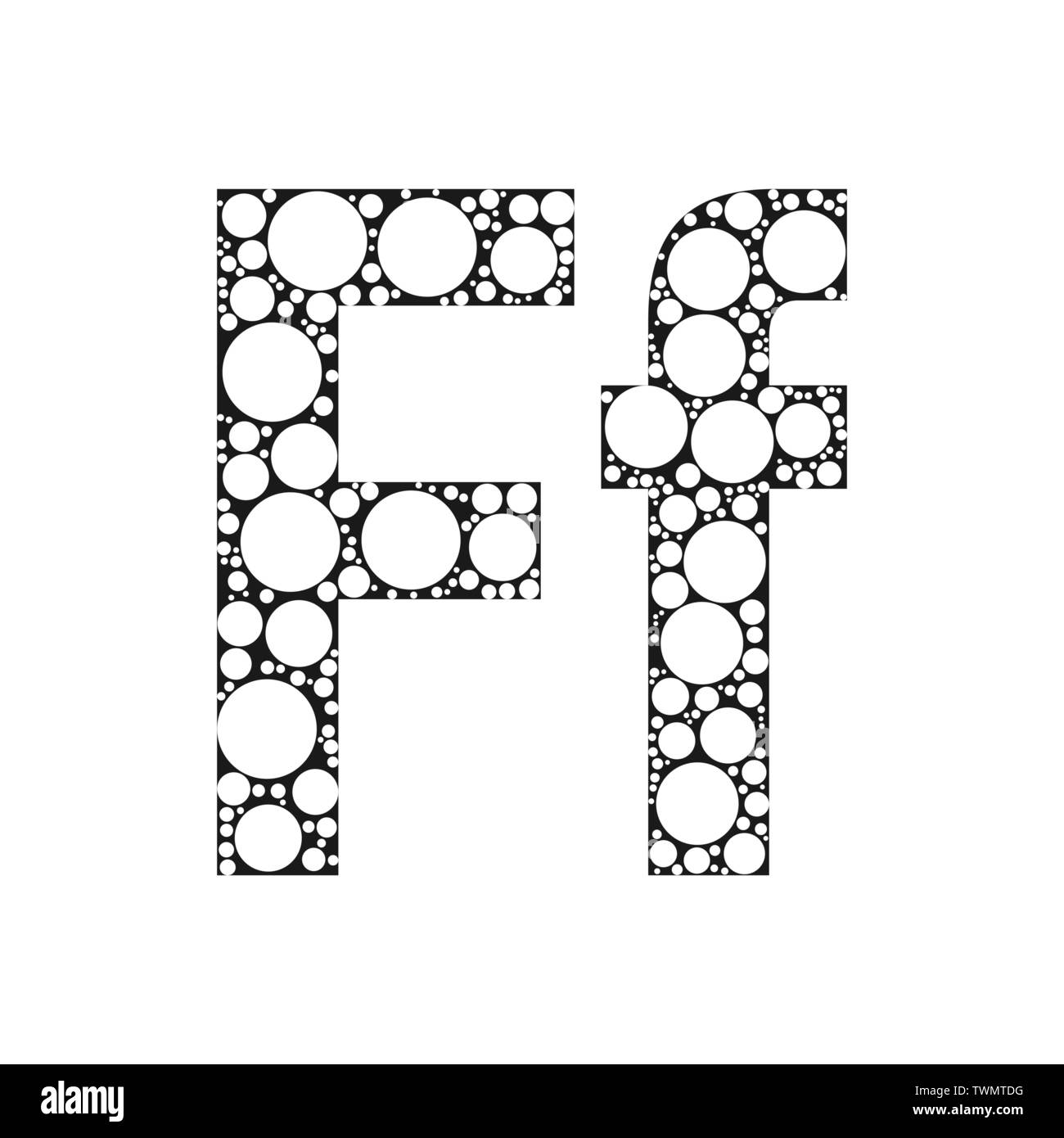 The letter of the alphabet in black and white circles. Vector font ...