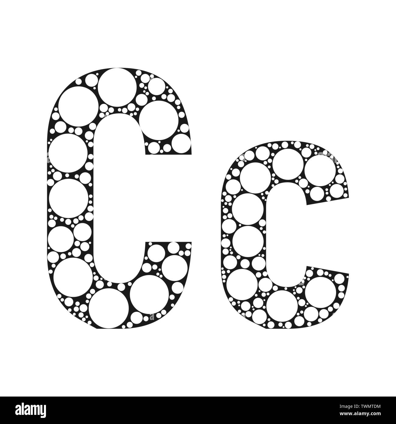 The letter of the alphabet in black and white circles. Vector font ...