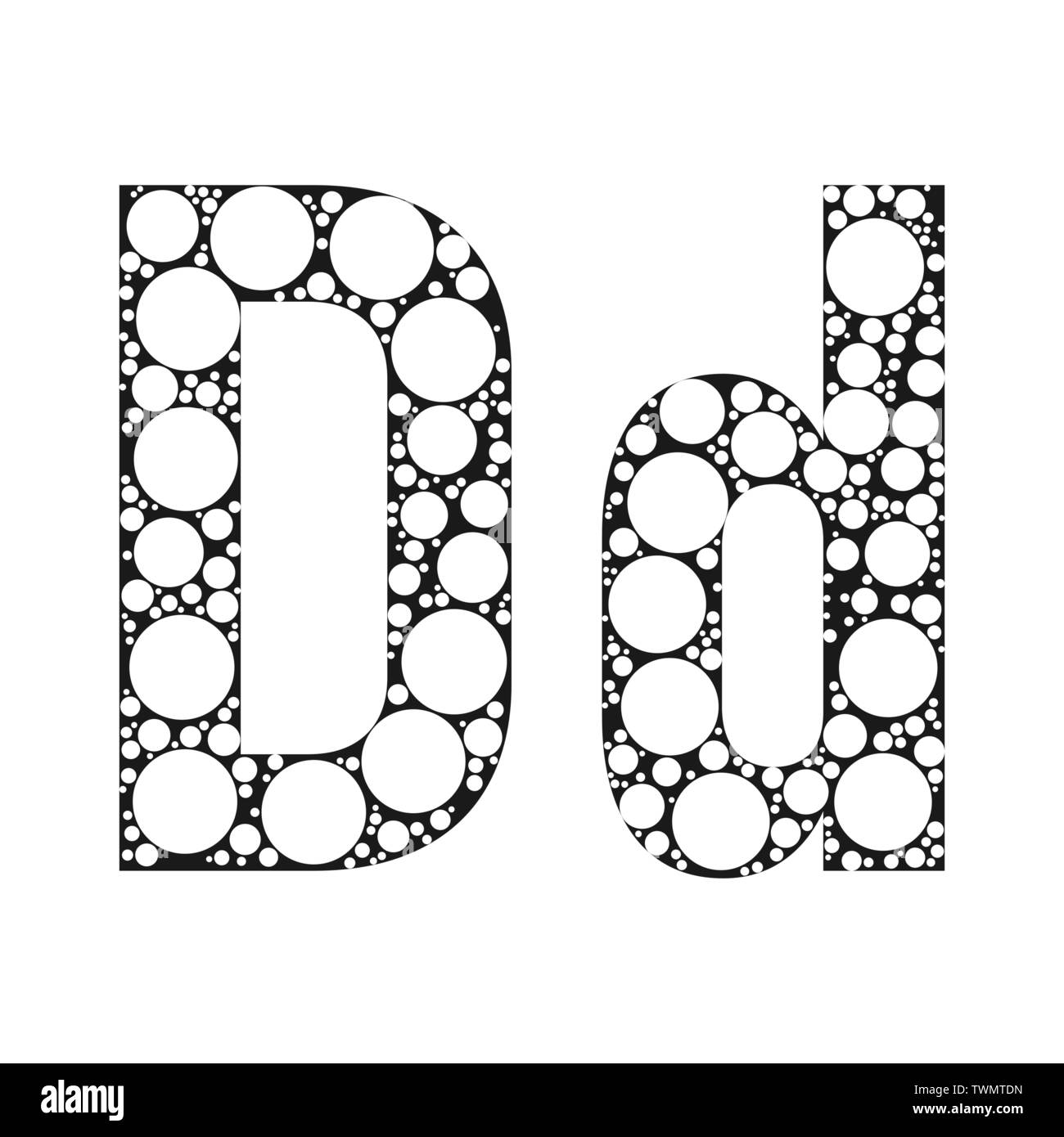 The letter of the alphabet in black and white circles. Vector font ...