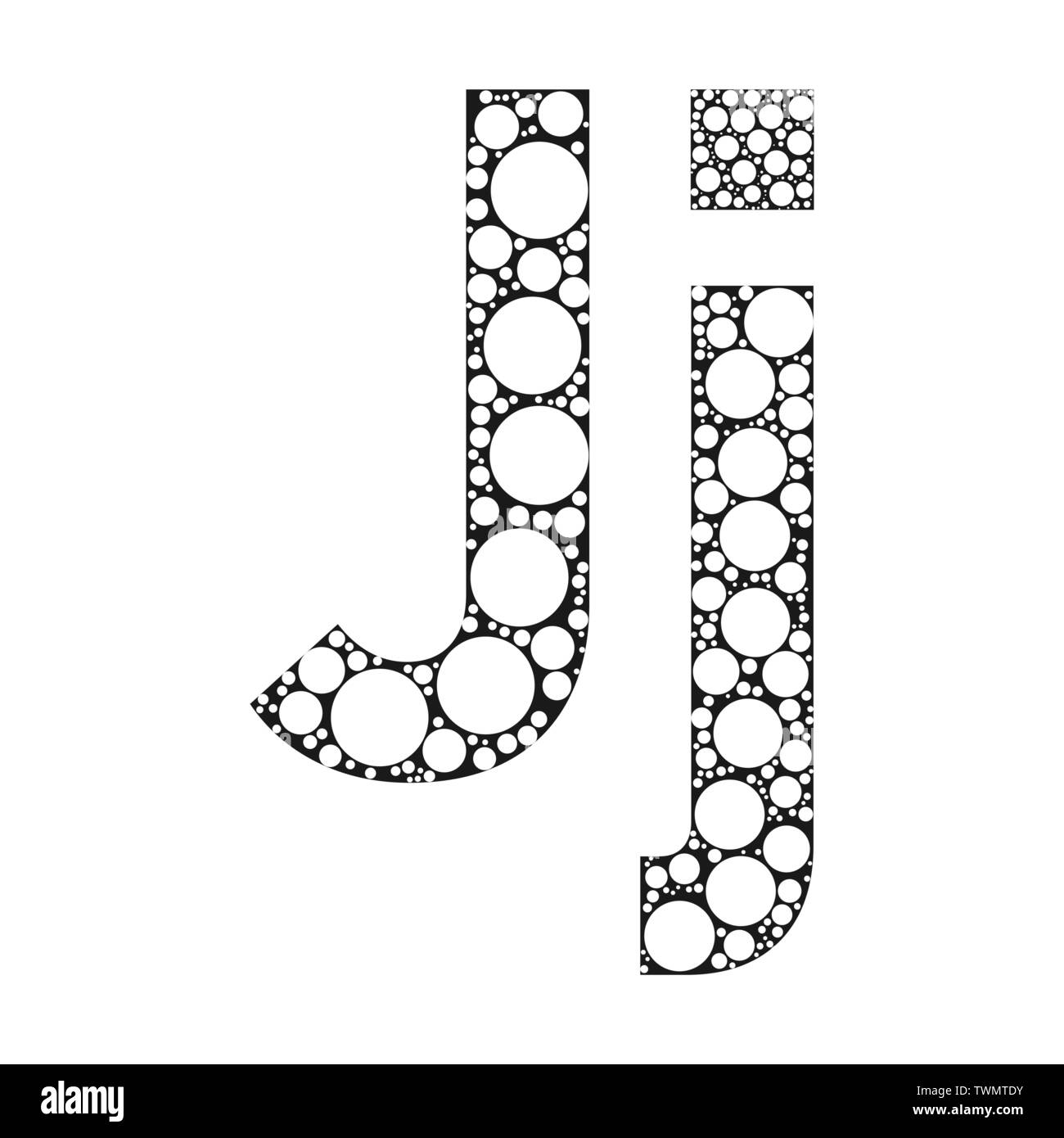 The letter of the alphabet in black and white circles. Vector font ...