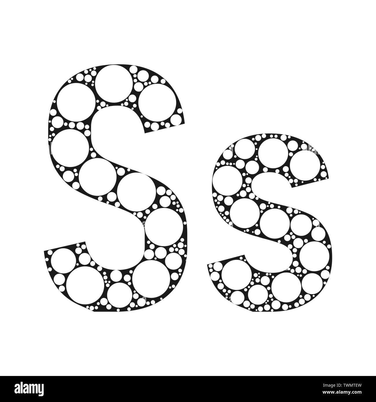 The letter of the alphabet in black and white circles. Vector font ...