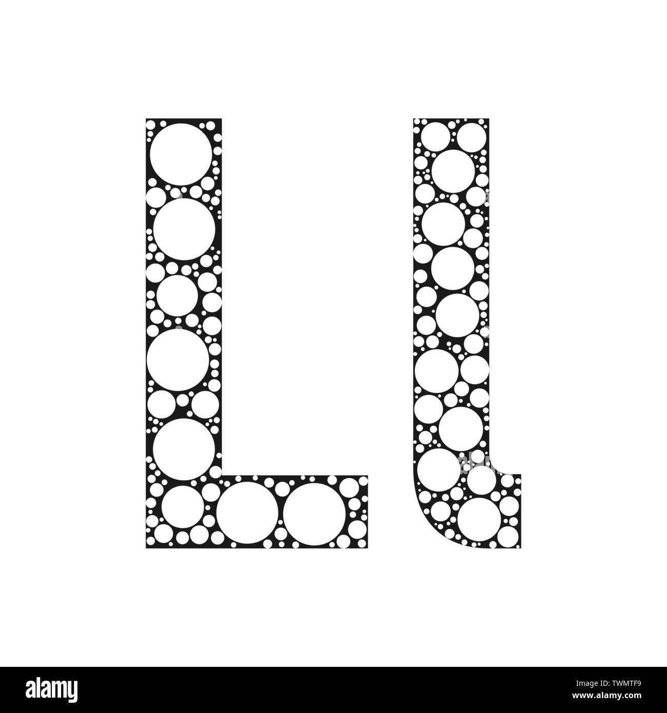 The letter of the alphabet in black and white circles. Vector font ...