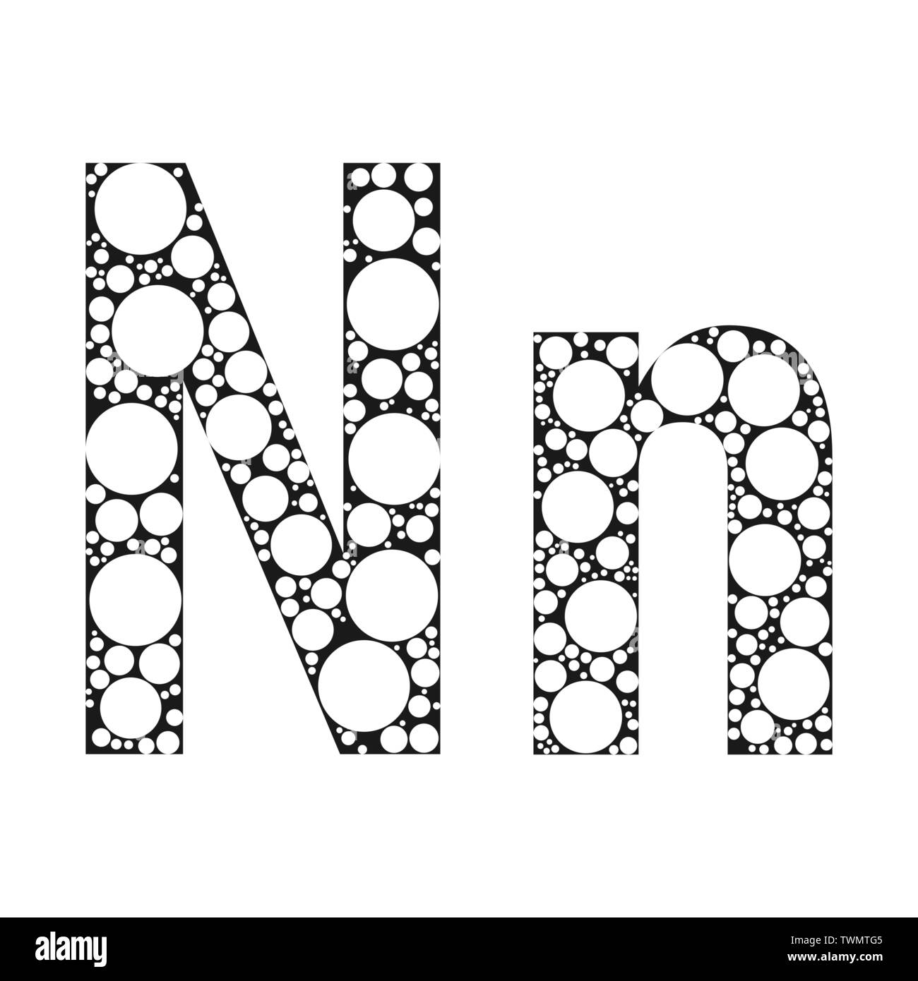 The letter of the alphabet in black and white circles. Vector font ...