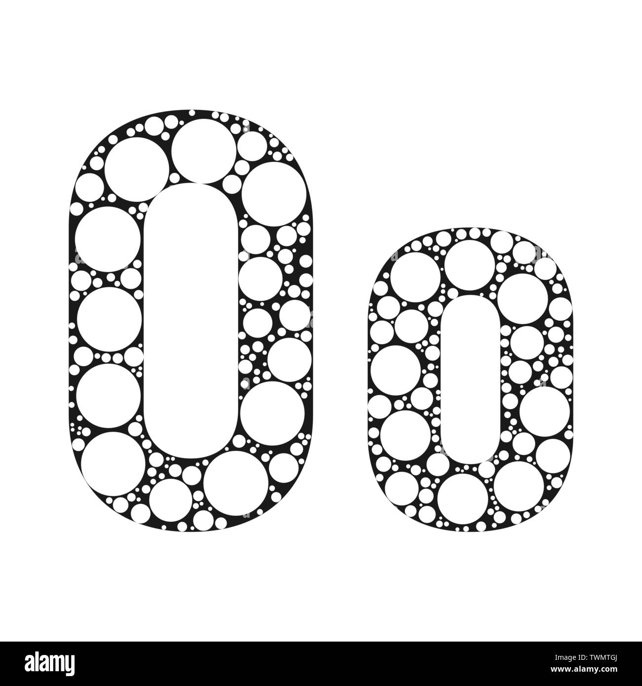 The letter of the alphabet in black and white circles. Vector font ...