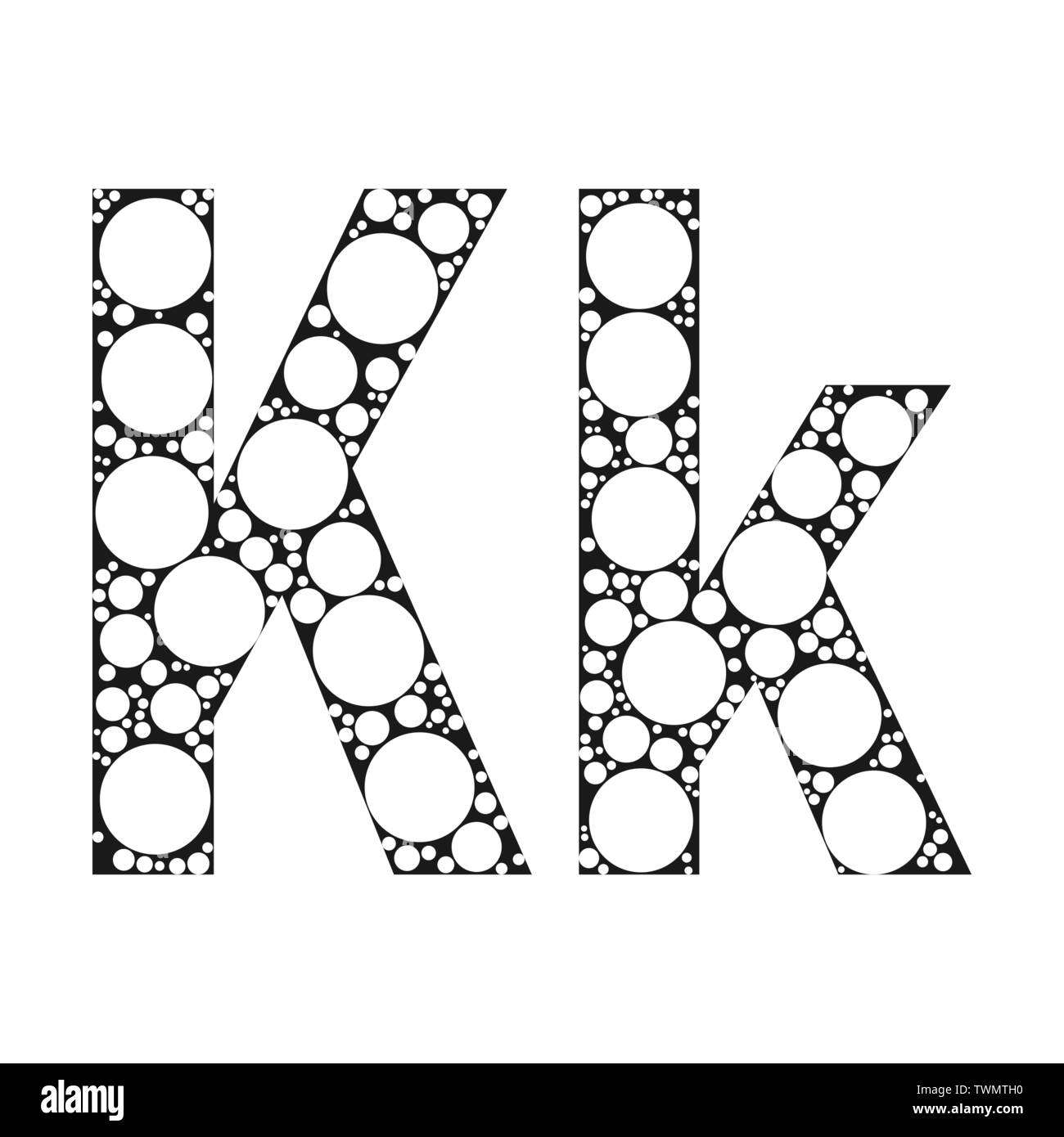 The letter of the alphabet in black and white circles. Vector font ...
