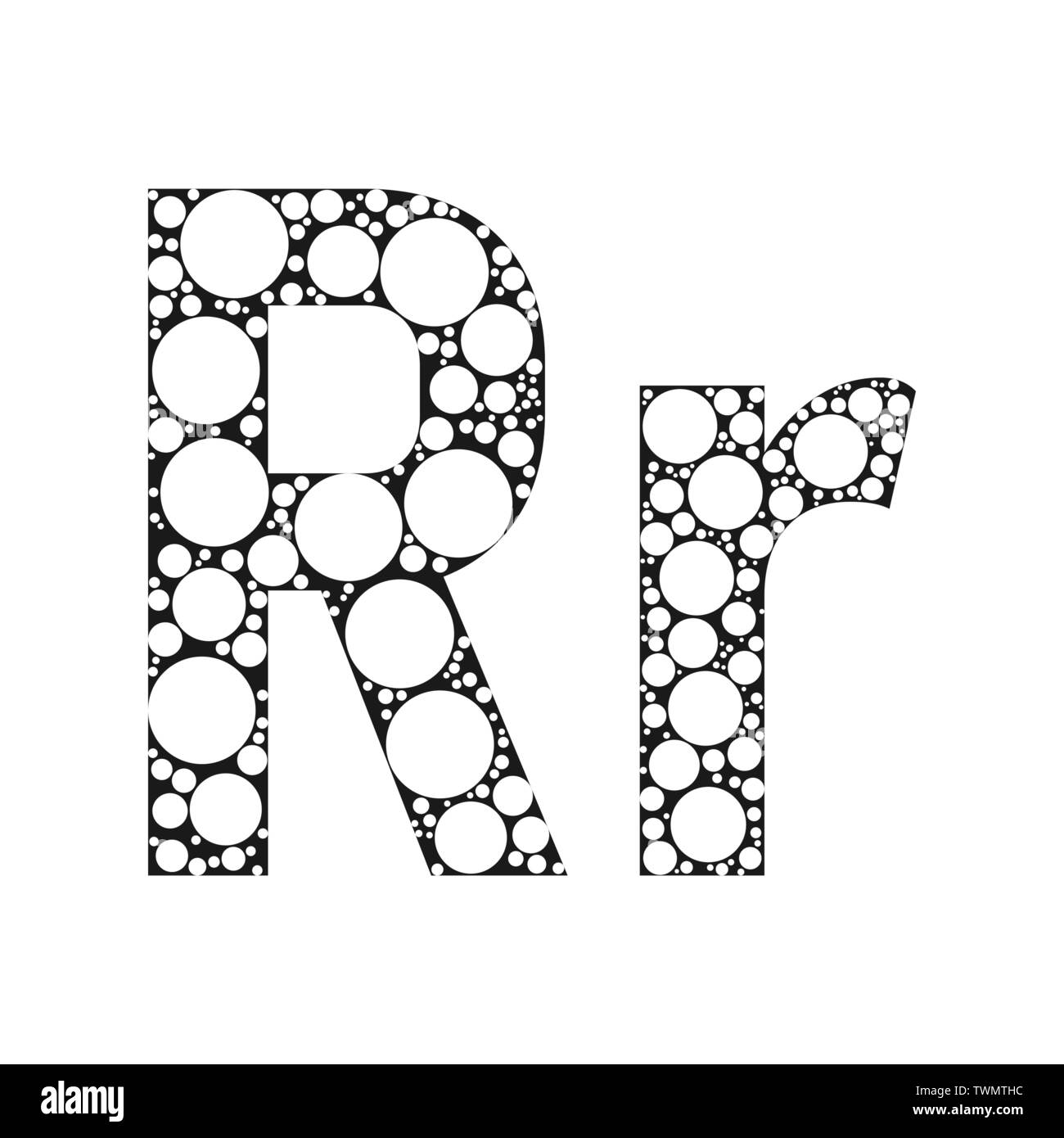 The letter of the alphabet in black and white circles. Vector font ...