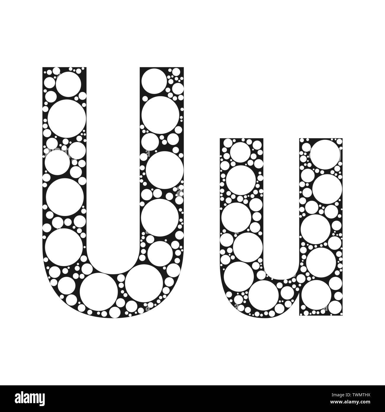 The letter of the alphabet in black and white circles. Vector font ...