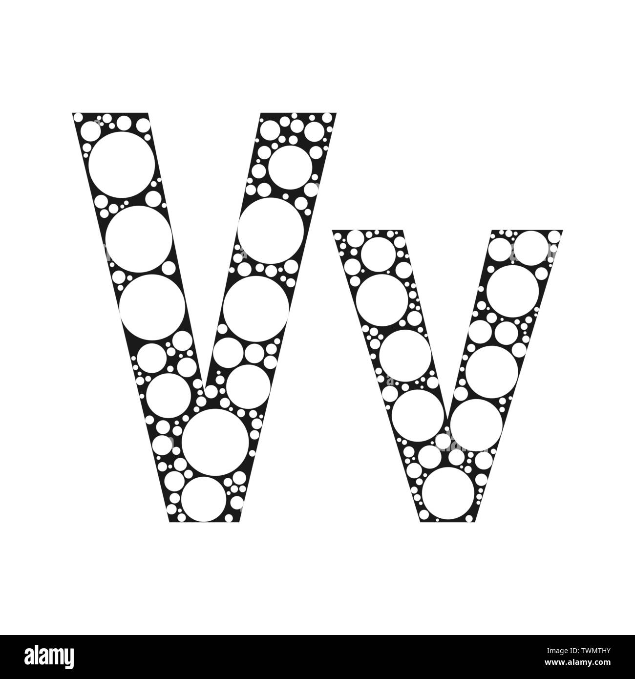 The letter of the alphabet in black and white circles. Vector font ...