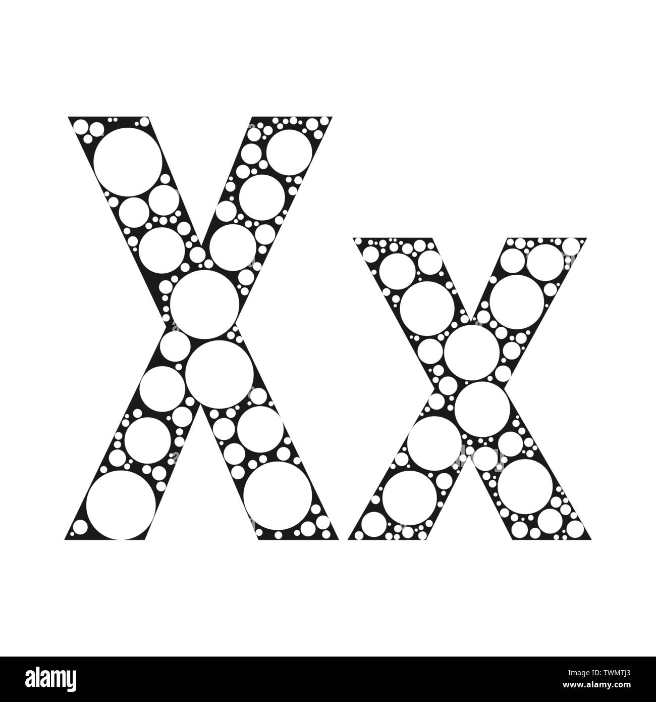 The letter of the alphabet in black and white circles. Vector font ...