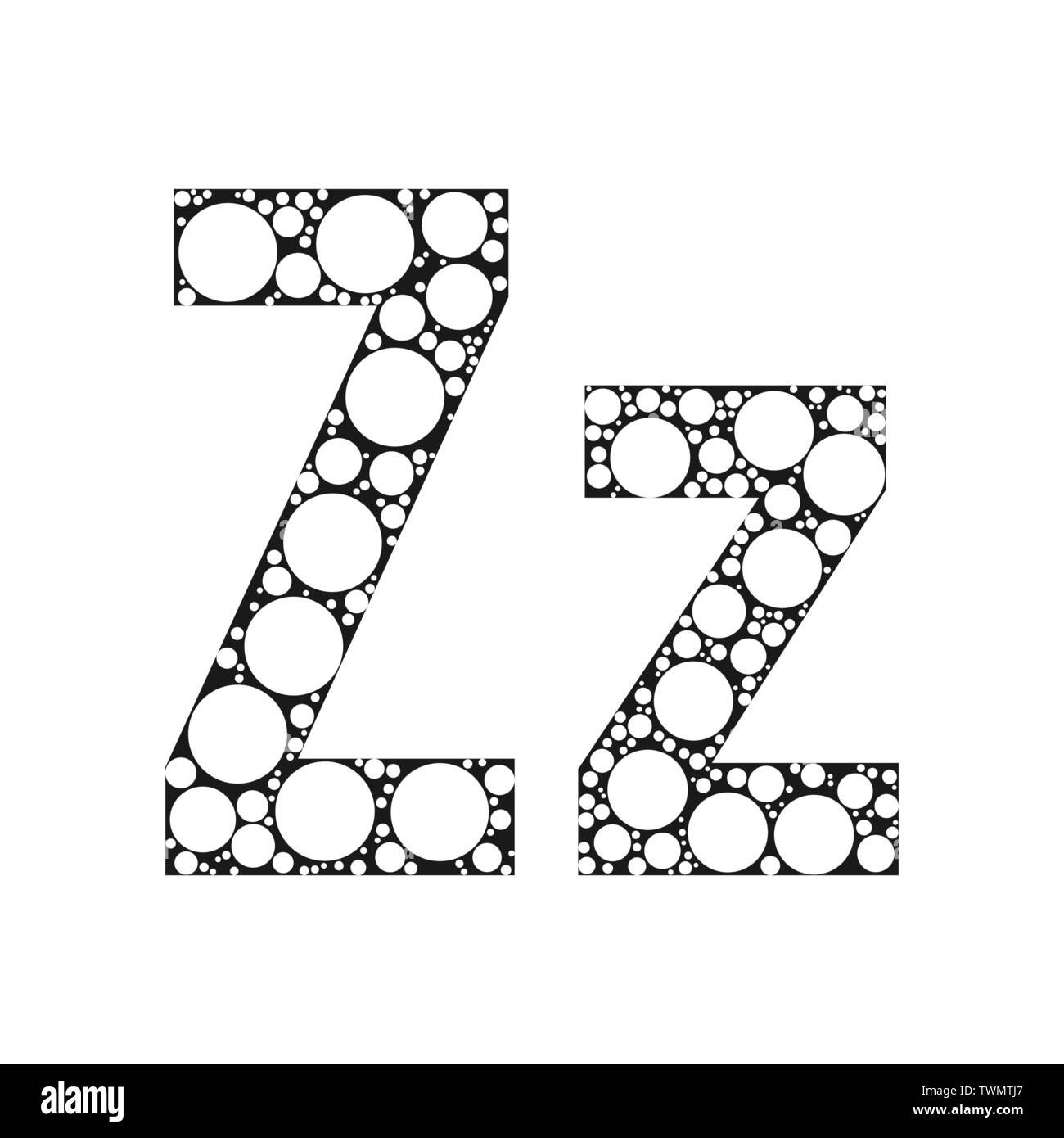 The letter of the alphabet in black and white circles. Vector font ...