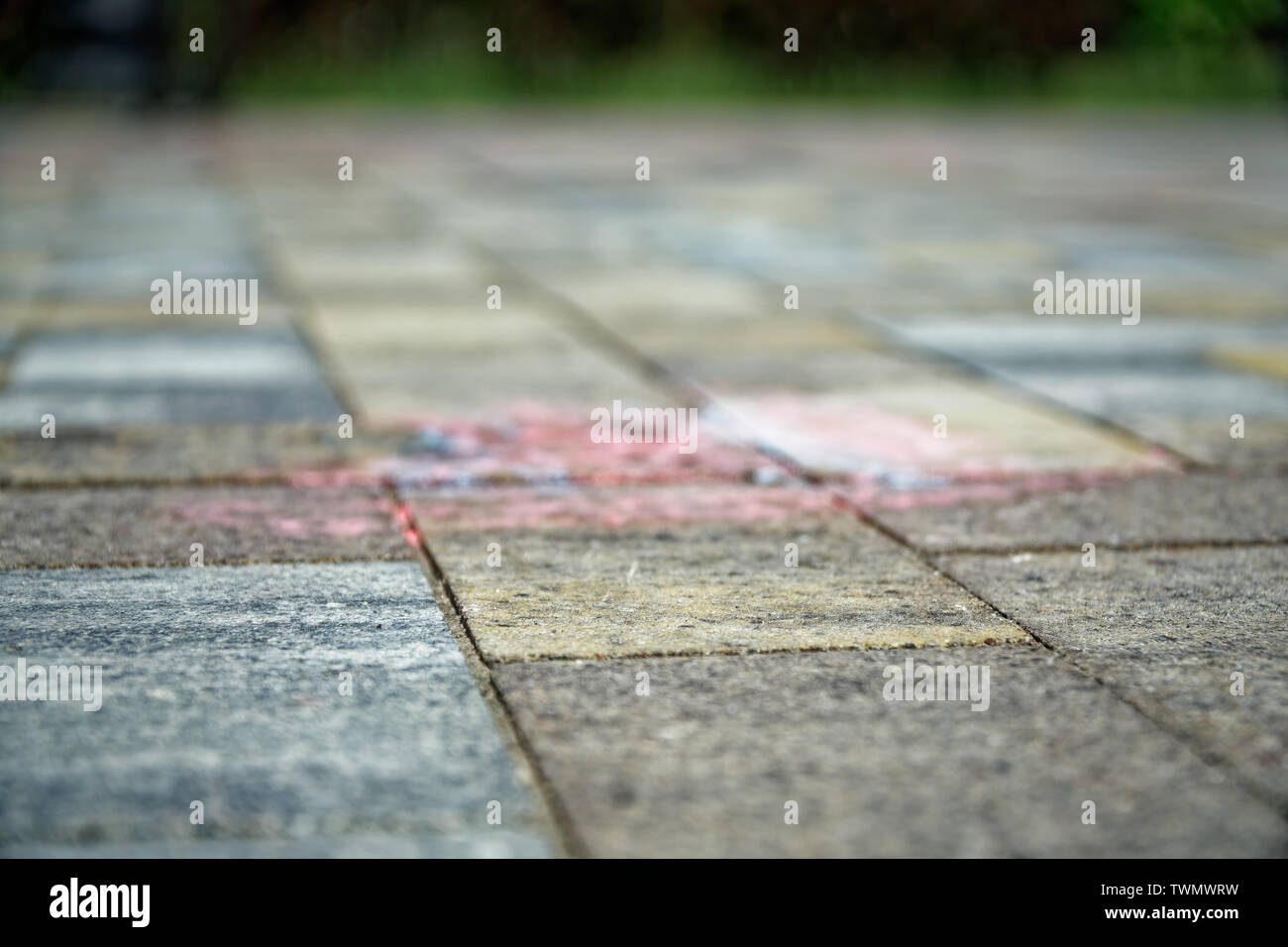 Chalk painting of an abstract lines on the pavement Stock Photo - Alamy