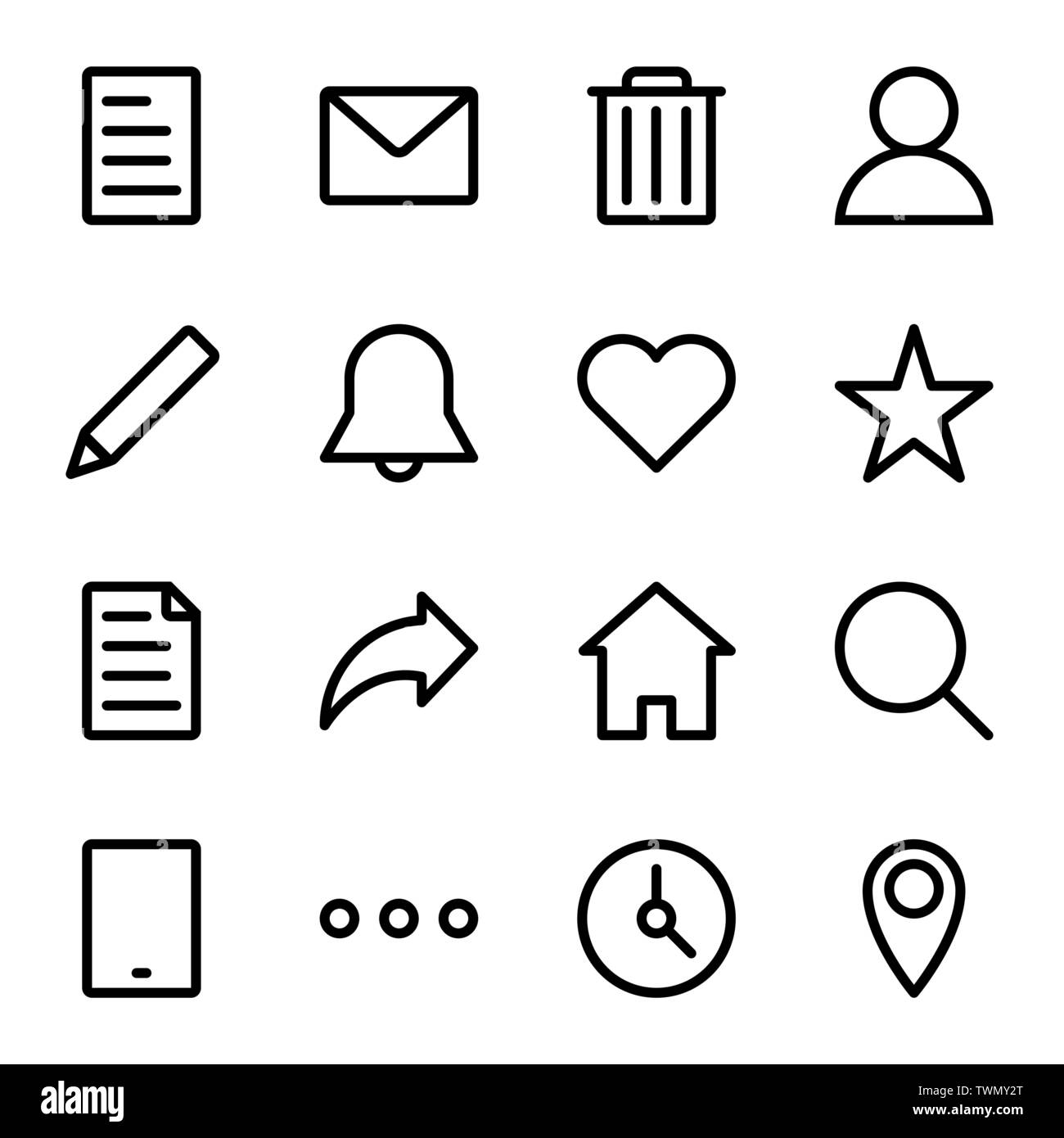 User Interface icon set in outline style Stock Vector Image & Art - Alamy