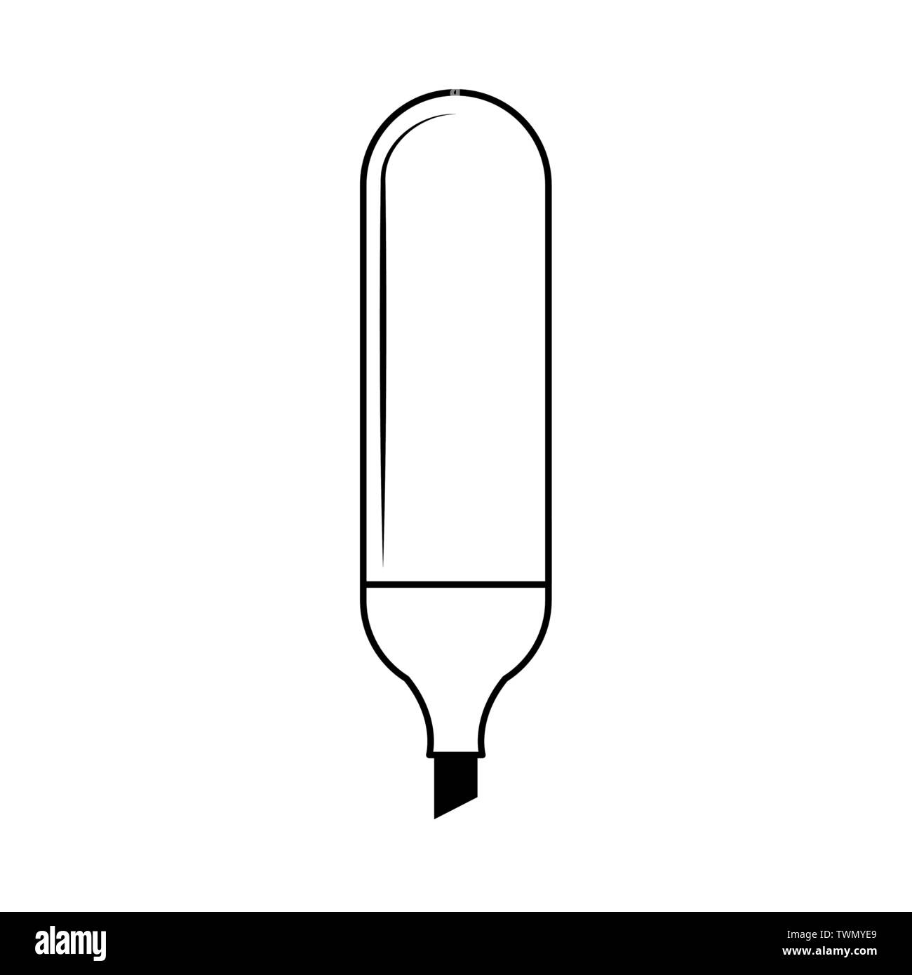Marker office utensil isolated cartoon in black and white Stock Vector ...