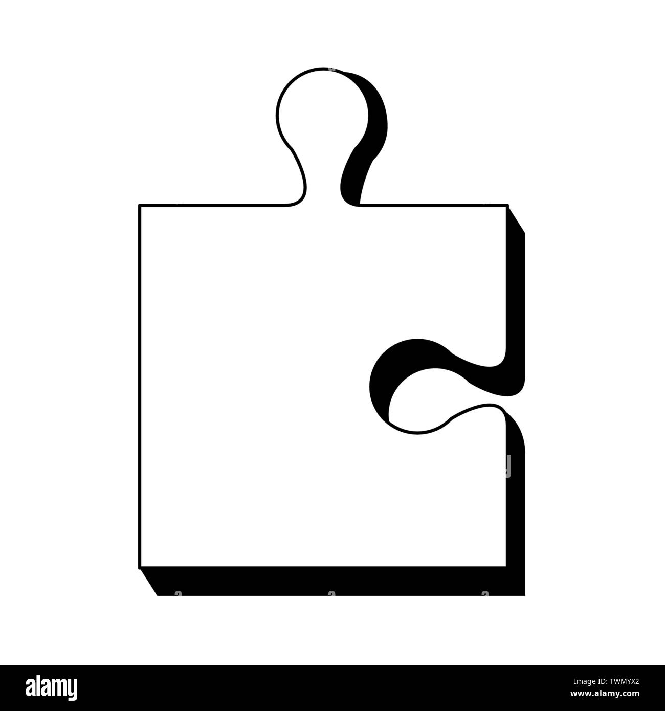 Puzzle piece symbol isolated cartoon in black and white Stock Vector ...