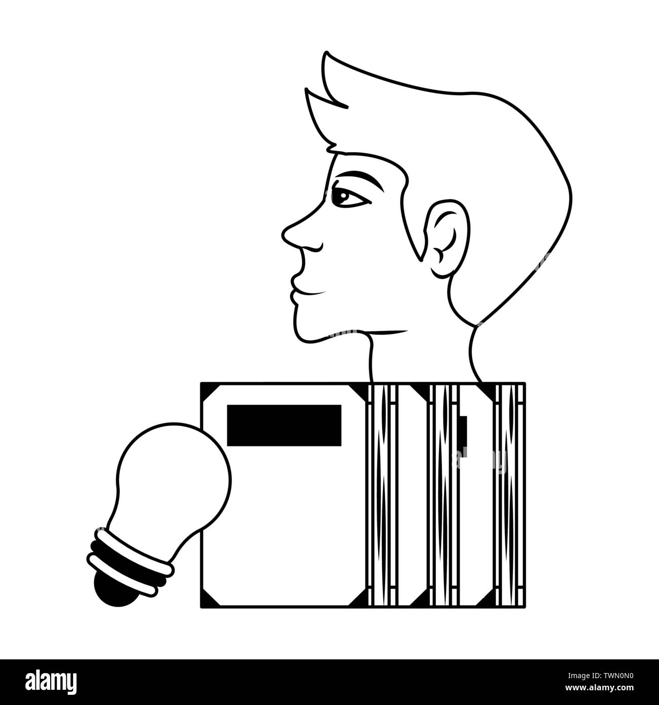 Books knowledge and education cartoons in black and white Stock Vector ...