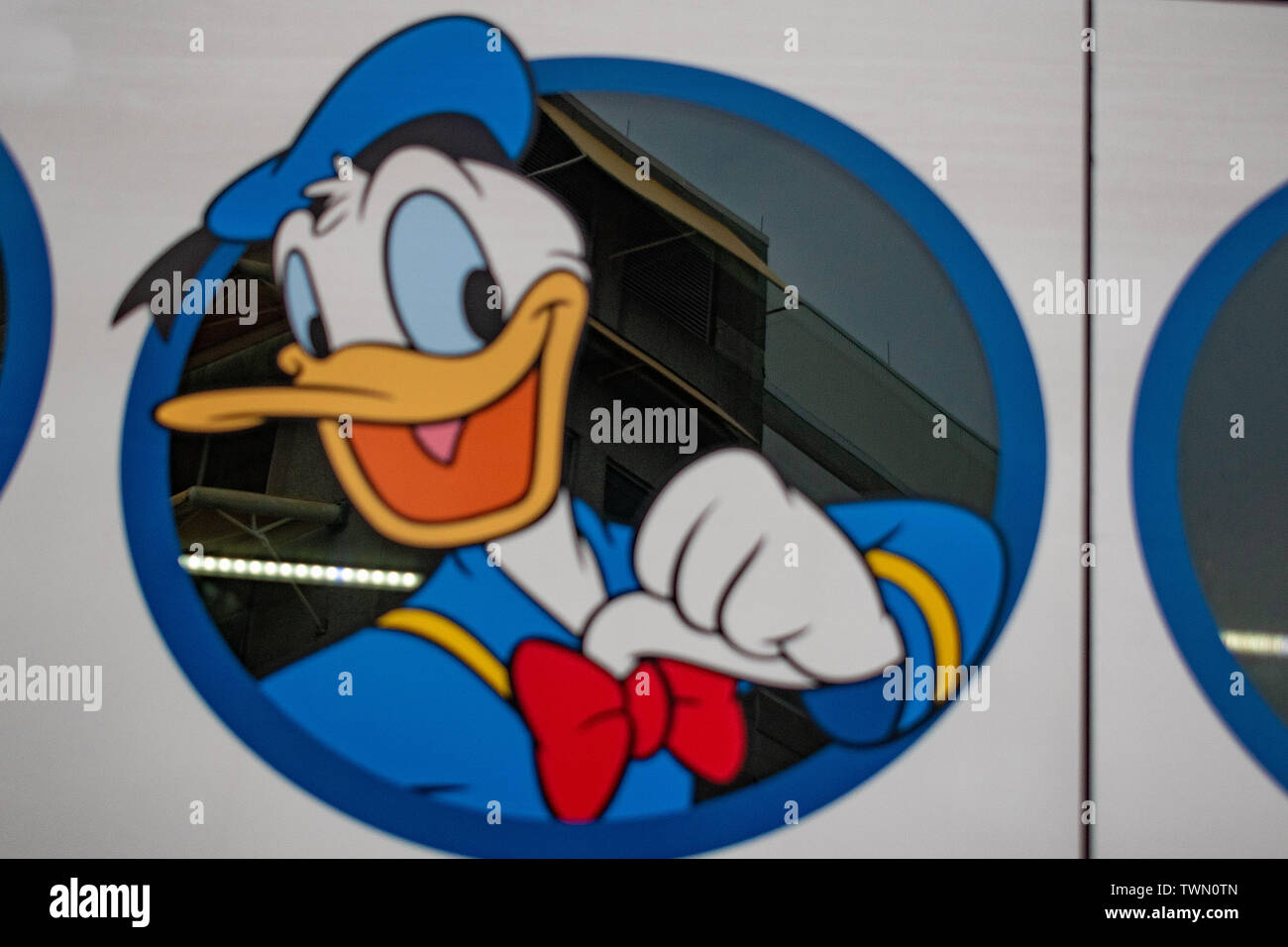 Orlando, Florida. June 06, 2019. Donald in Disney Magical Express Bus ...