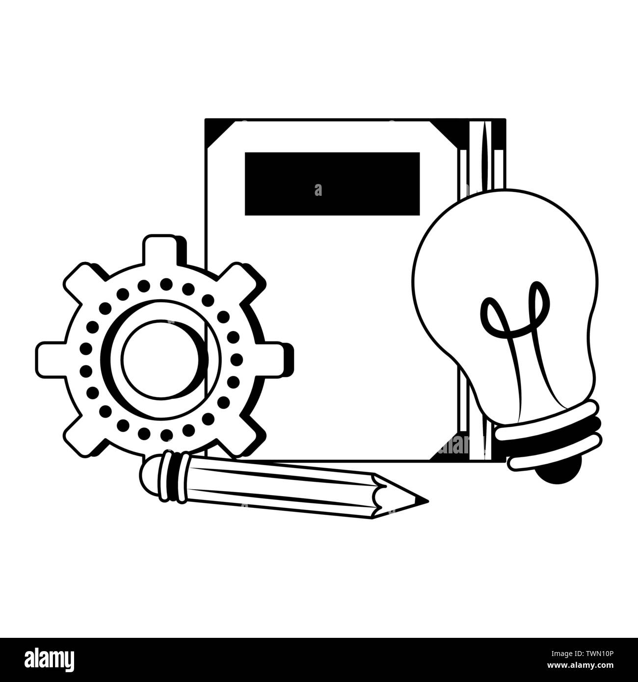 Books knowledge and education cartoons in black and white Stock Vector ...