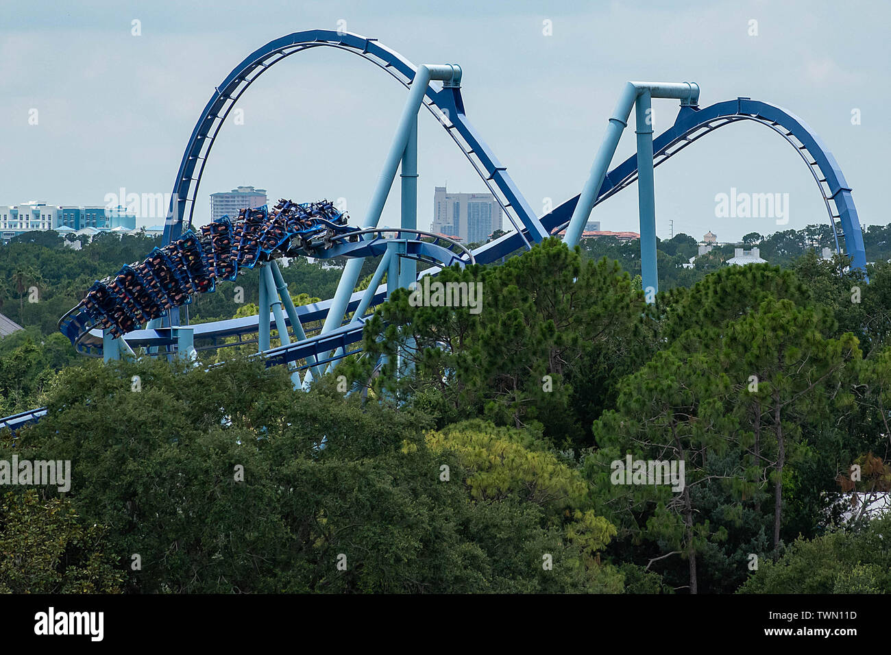 Orlando, Florida. June 05, 2019. People having fun terrific Manta Ray ...