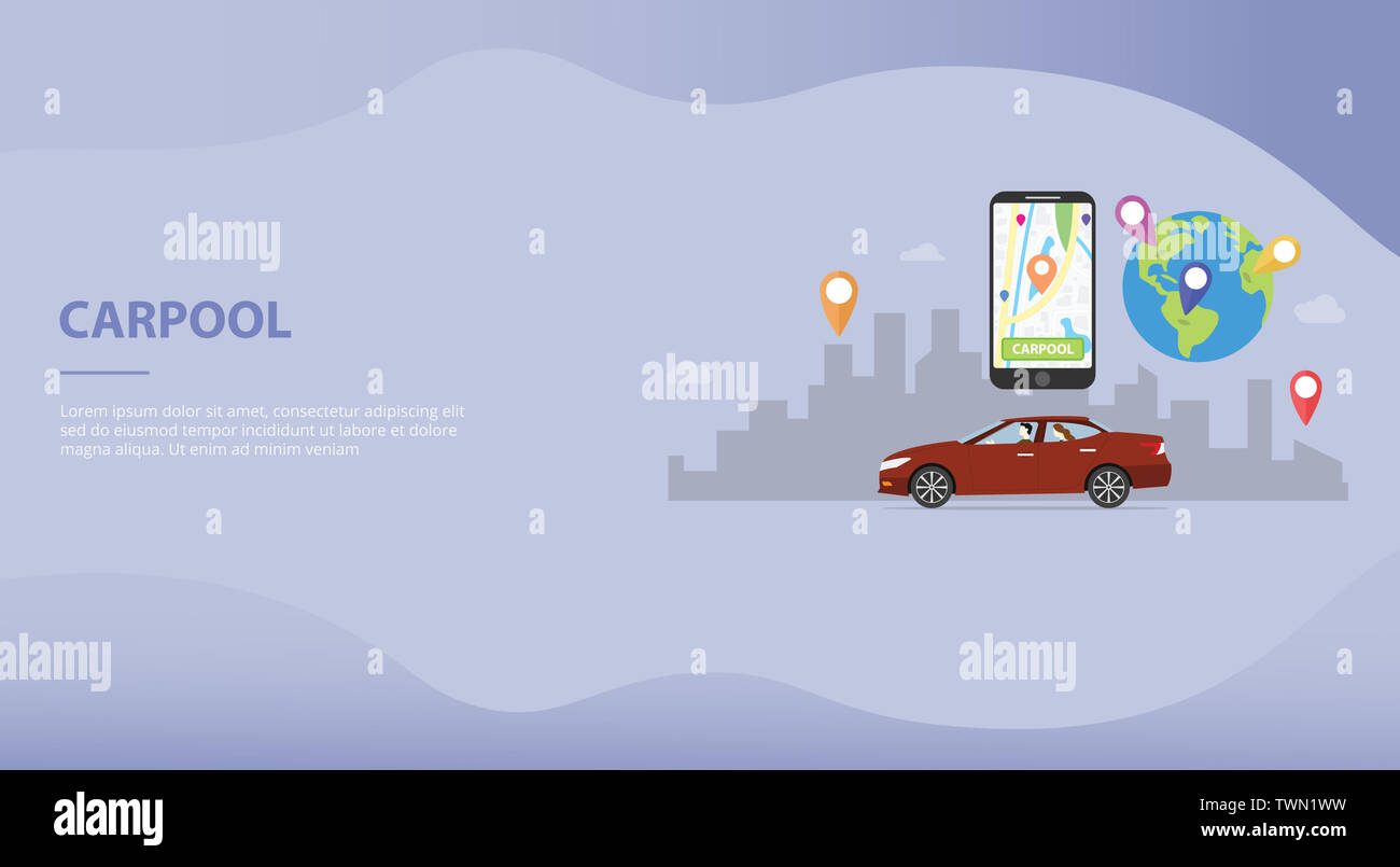 carpool car sharing concept technology for website template or landing ...