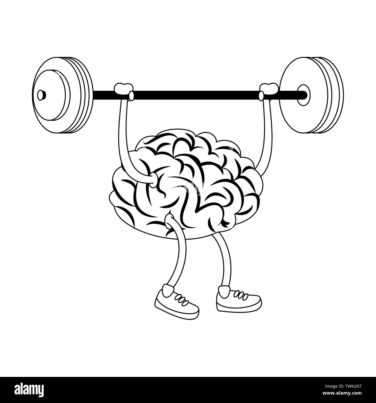 Human brain intelligence and creativity cartoons in black and white ...