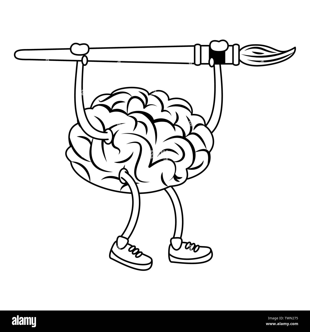 Human brain intelligence and creativity cartoons in black and white ...