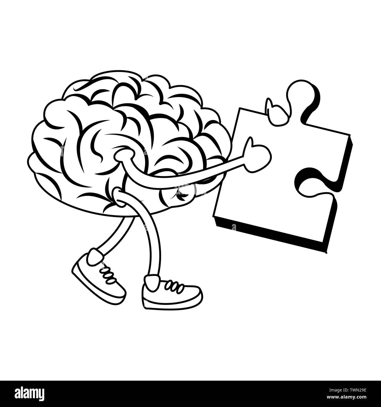 Human brain intelligence and creativity cartoons in black and white ...