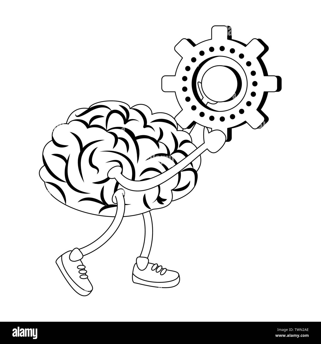 Human brain intelligence and creativity cartoons in black and white ...