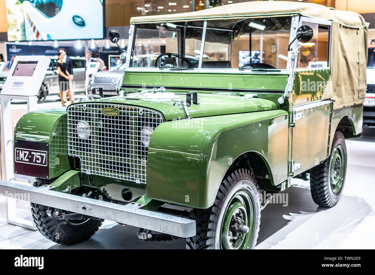 Paris, France, Oct 2018 Land Rover Series I Reborn classic old retro ...