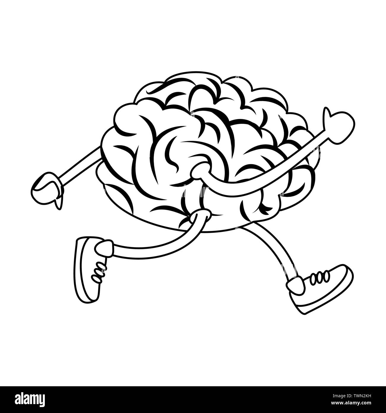 Human brain intelligence and creativity cartoons in black and white ...