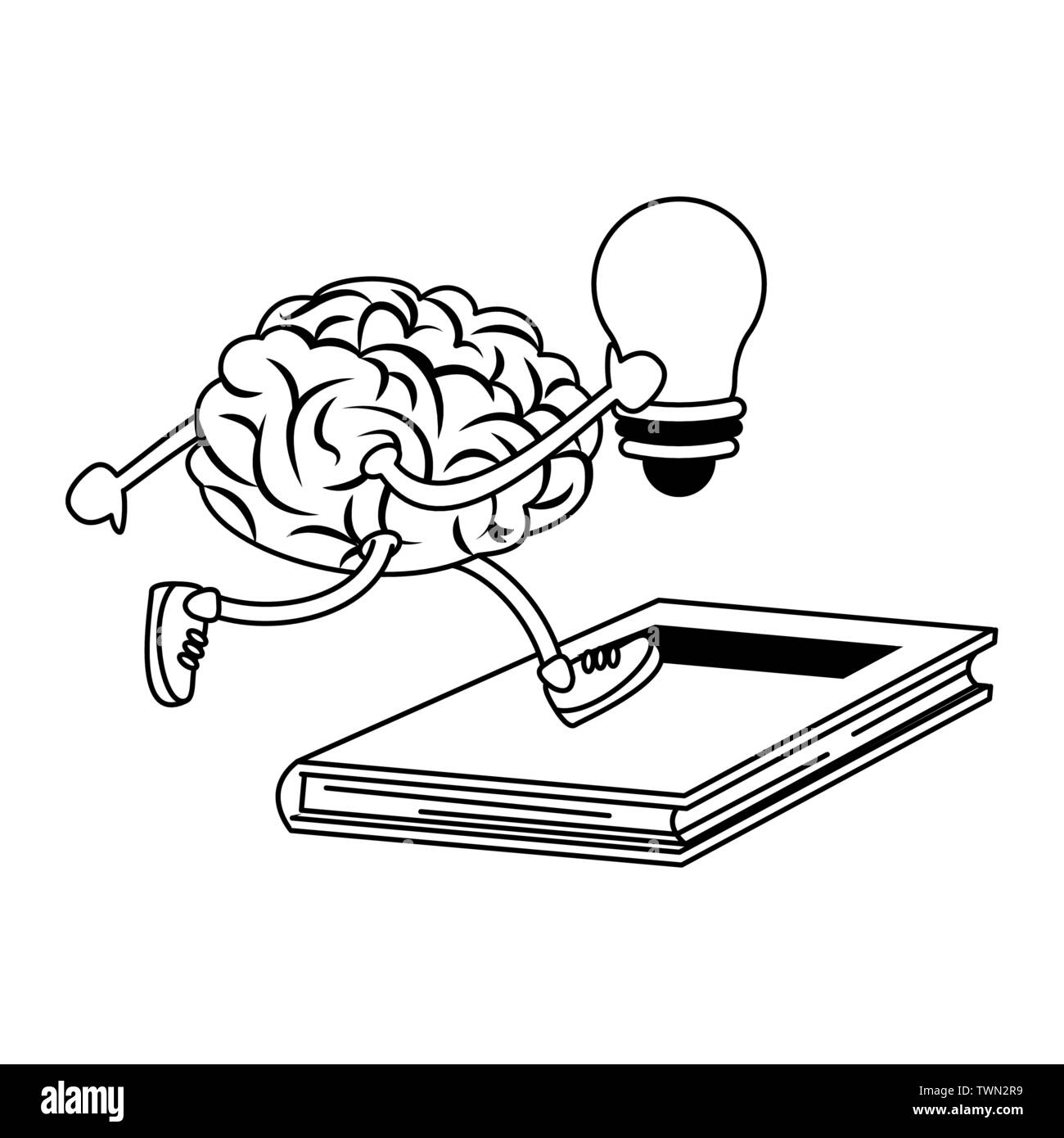 Human brain intelligence and creativity cartoons in black and white ...