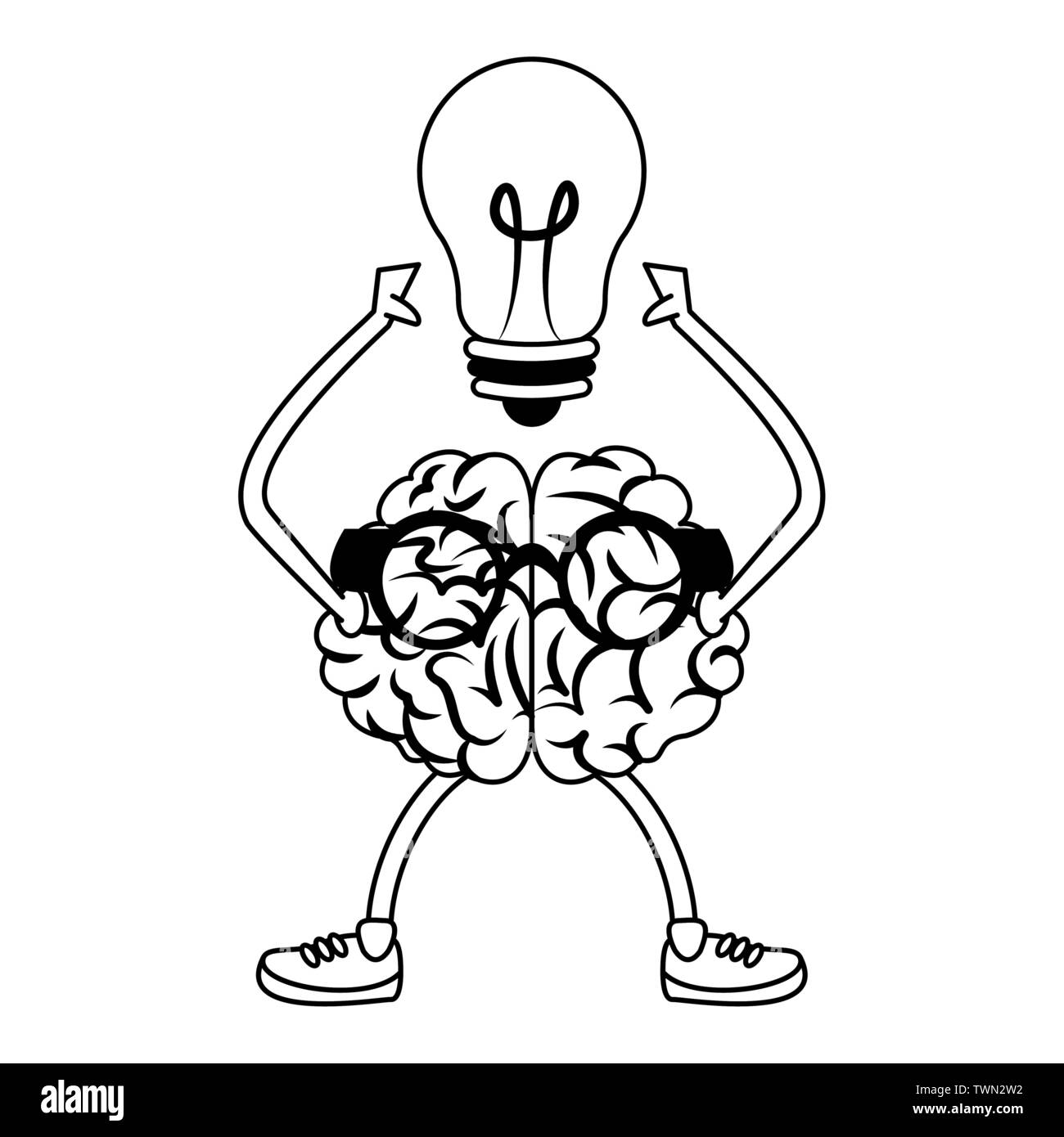 Human brain intelligence and creativity cartoons in black and white ...