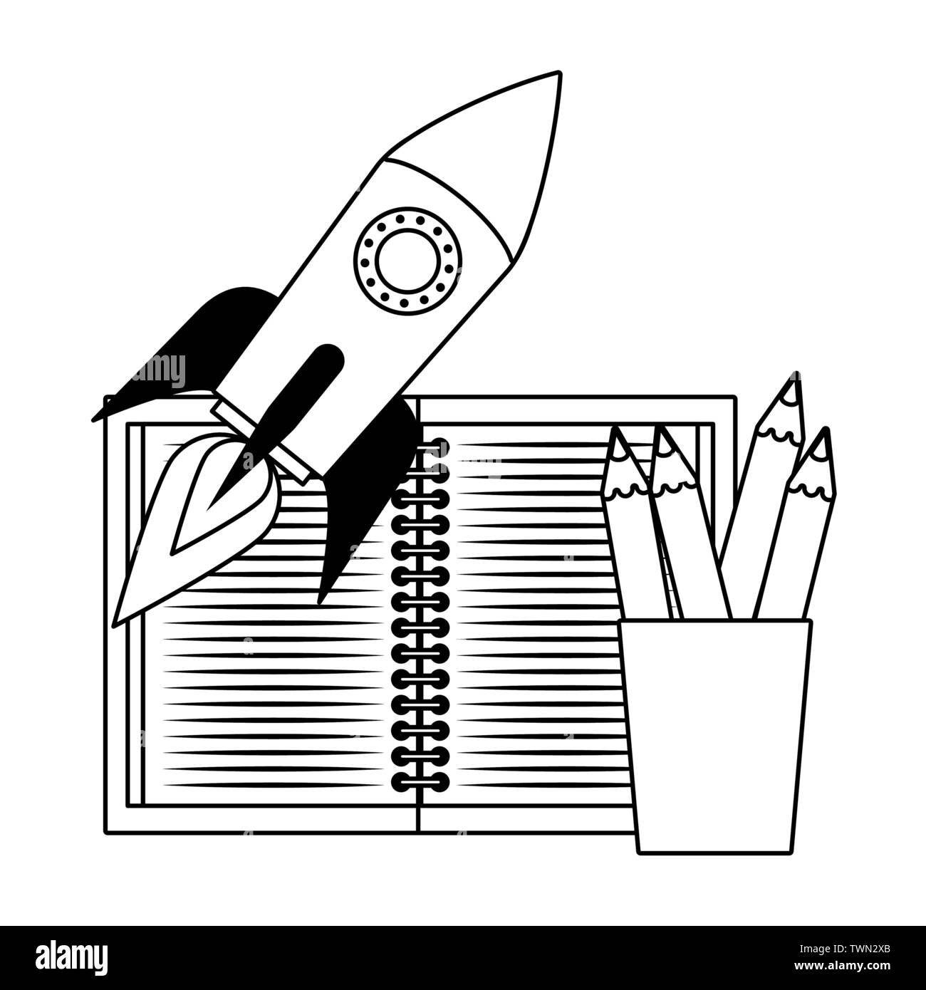 Back to school education cartoons in black and white Stock Vector Image ...