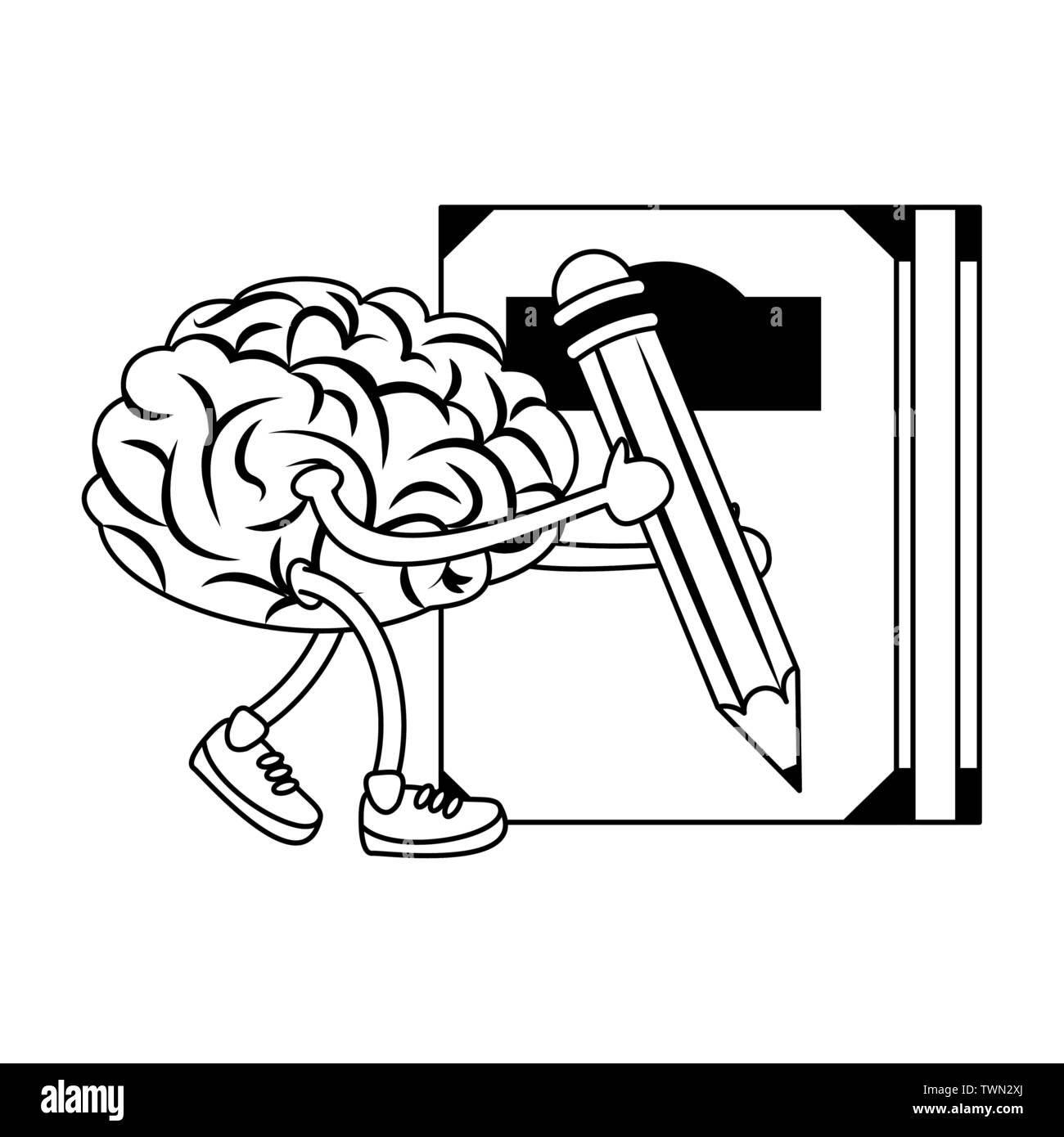 Human brain intelligence and creativity cartoons in black and white ...