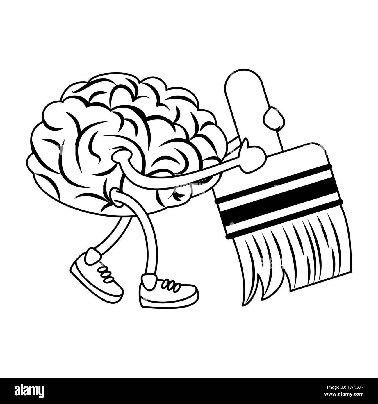 Human brain intelligence and creativity cartoons in black and white ...